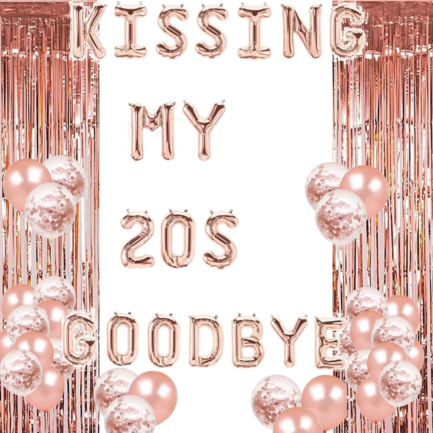 Amazon.com: Kissing My 20s Goodbye Balloons Rose Gold Thirty and ...