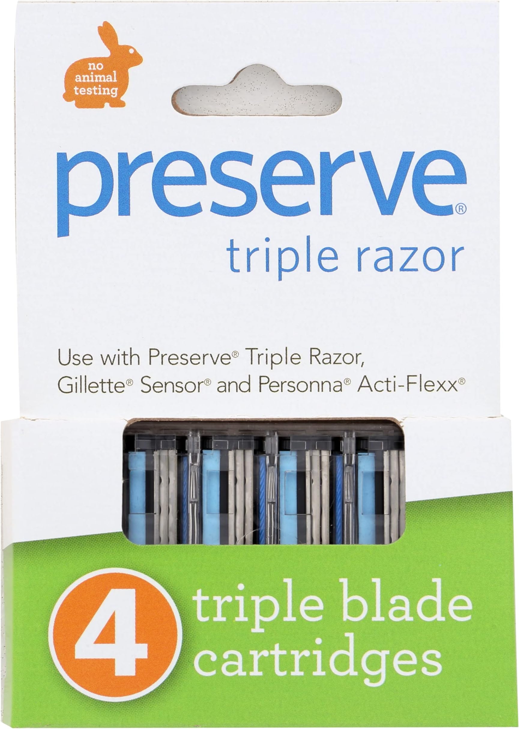 Amazon.com: Preserve Razor Blade Replacement, 3 Blades, 4 Cartridges ...