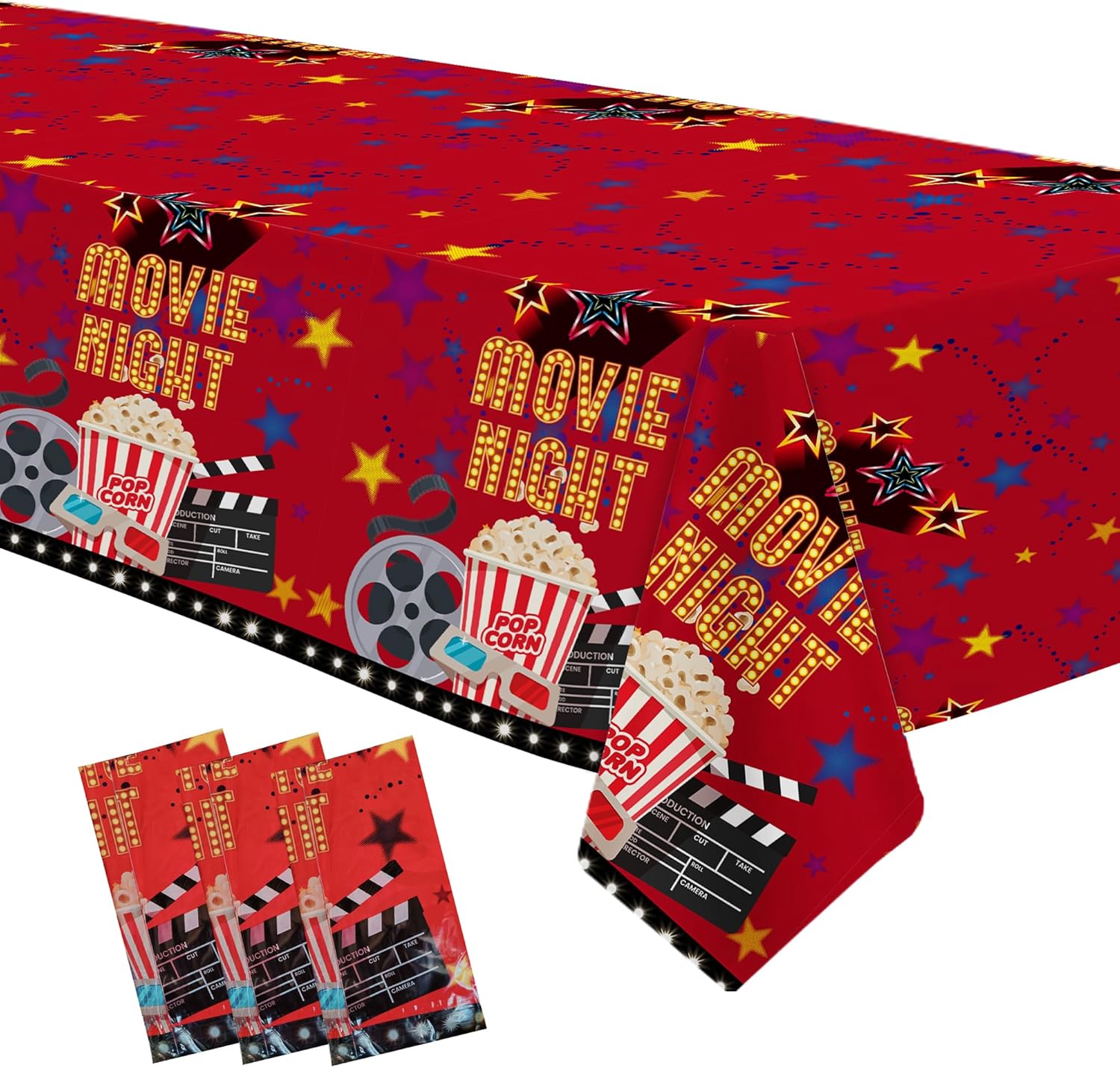 Amazon.com: Xigejob Movie Night Supplies Tablecloth, Disposable Movie ...