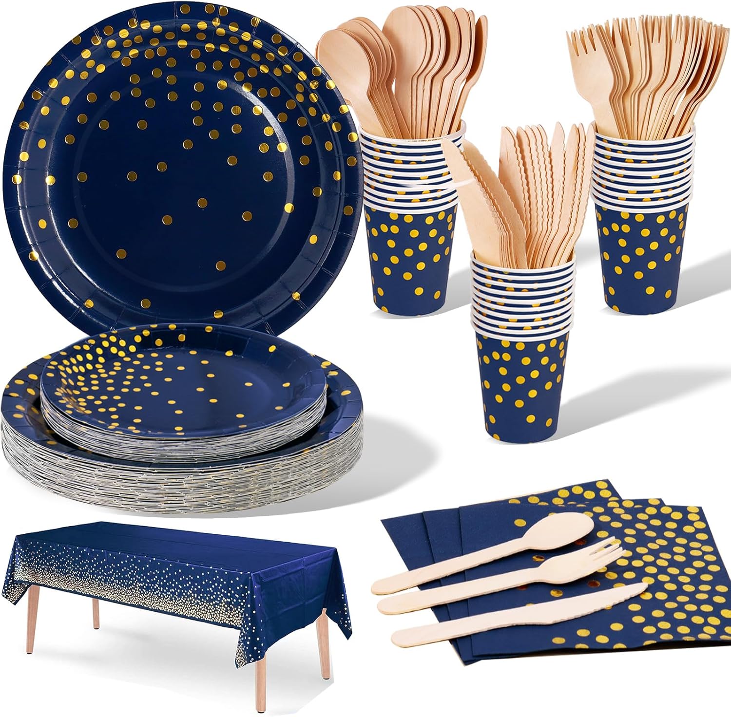 Nkaiso Azulmarino Vajilla Fiesta Cumpleaños, 141 Piezas Platos y Vaso ...