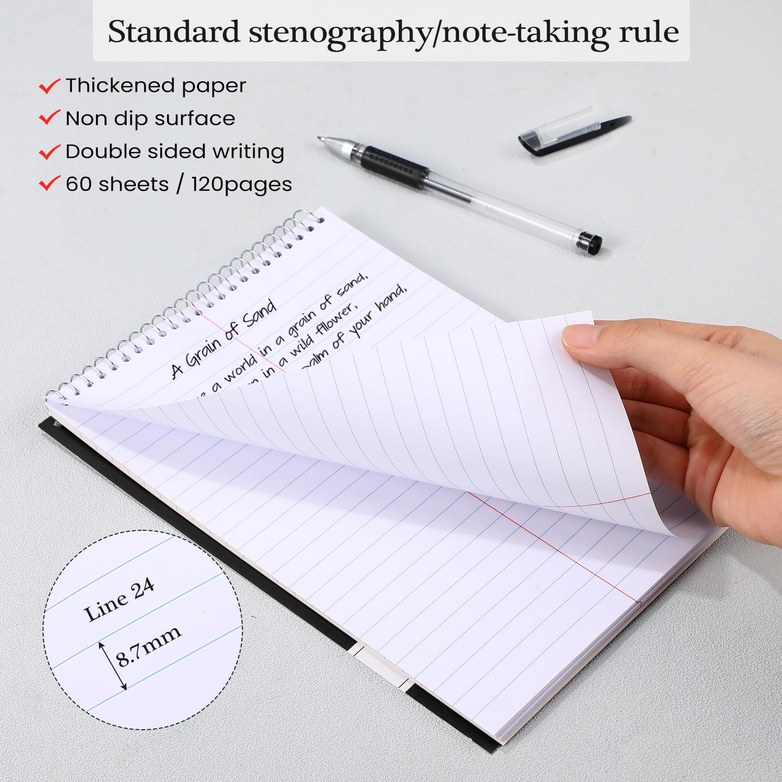 Snapklik.com : Cholemy 30 Pack Spiral Steno Pads 6 X 9 Inches 60 Sheets ...