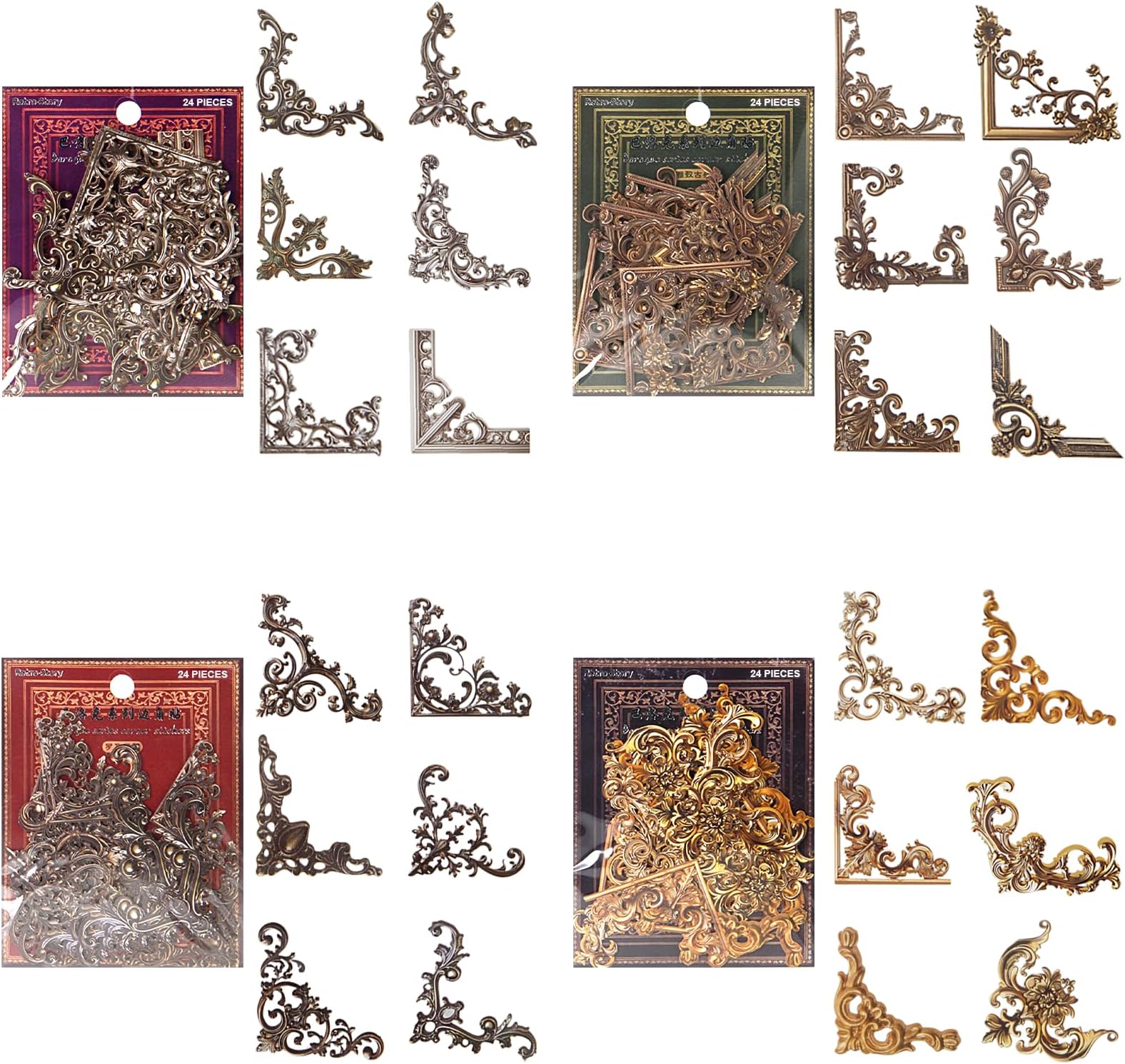 Amazon.com: 96 Pcs Vintage Corner Aesthetic Stickers – Decorative ...