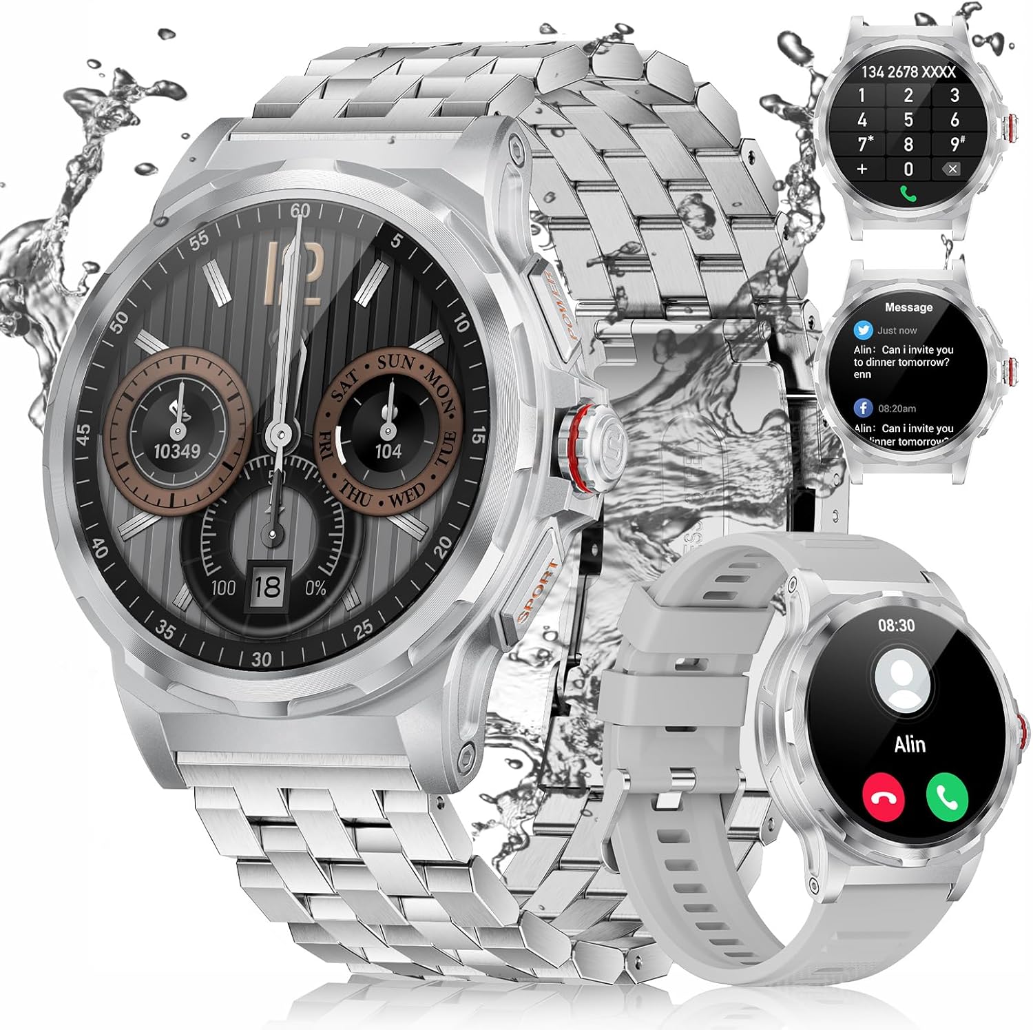 SIEMORL Smartwatch Herren mit Telefonfunktion, 1,43" 1.43“AMOLED ...