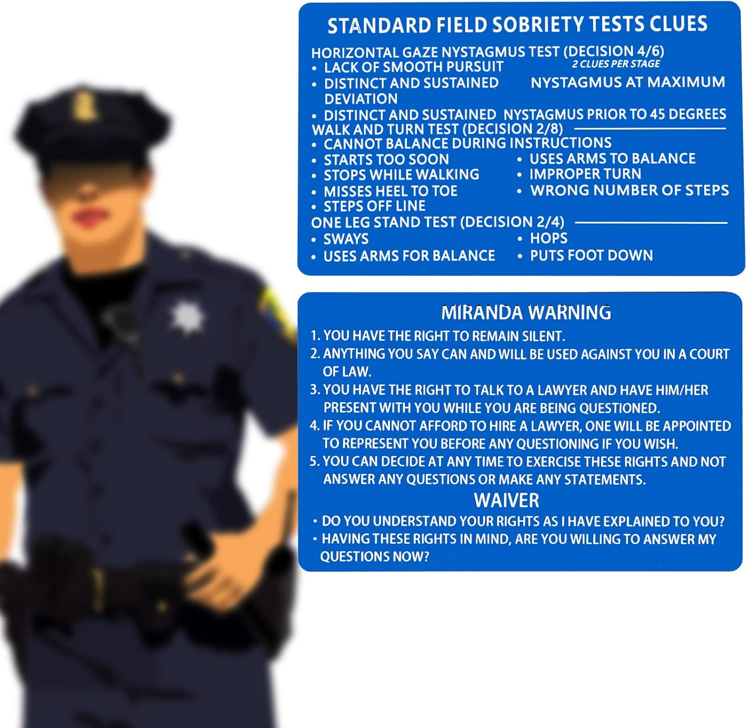 Amazon.com : Velinpun 5 PCS Metal Miranda Warning Card for Police, Blue ...