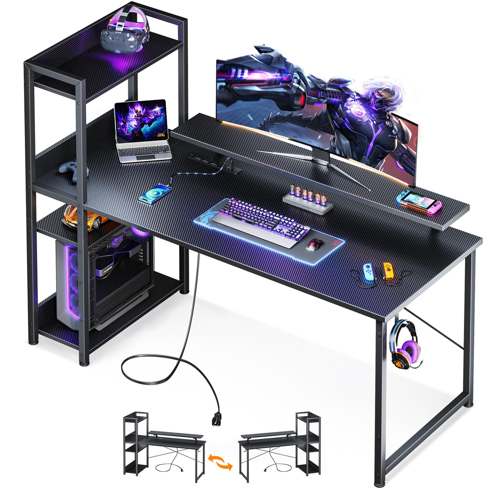 Snapklik.com : ODK Reversible 55 Inch Gaming Desk
