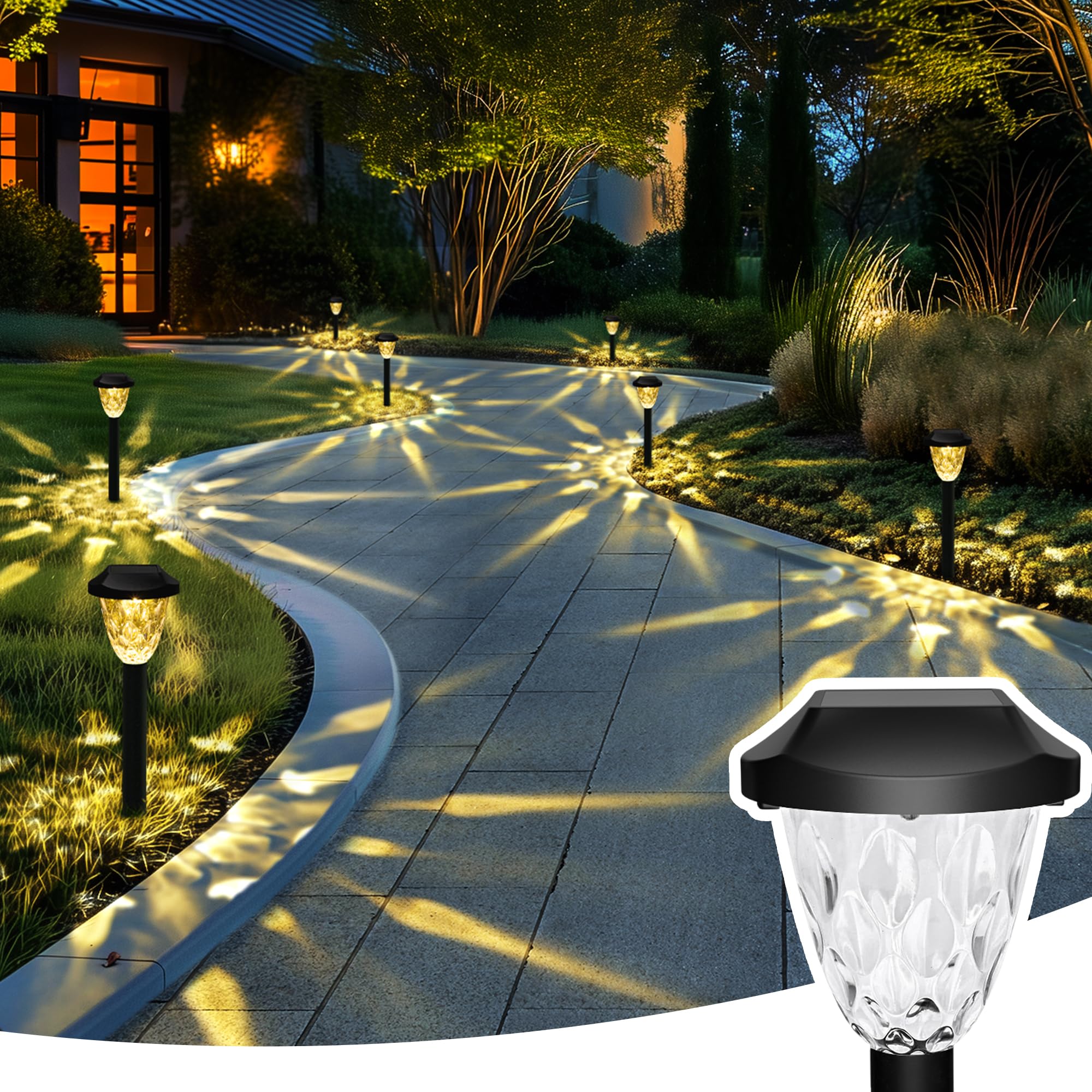 Snapklik.com : GIGALUMI 12 Pack Solar Lights Outdoor, Solar Pathway Lights
