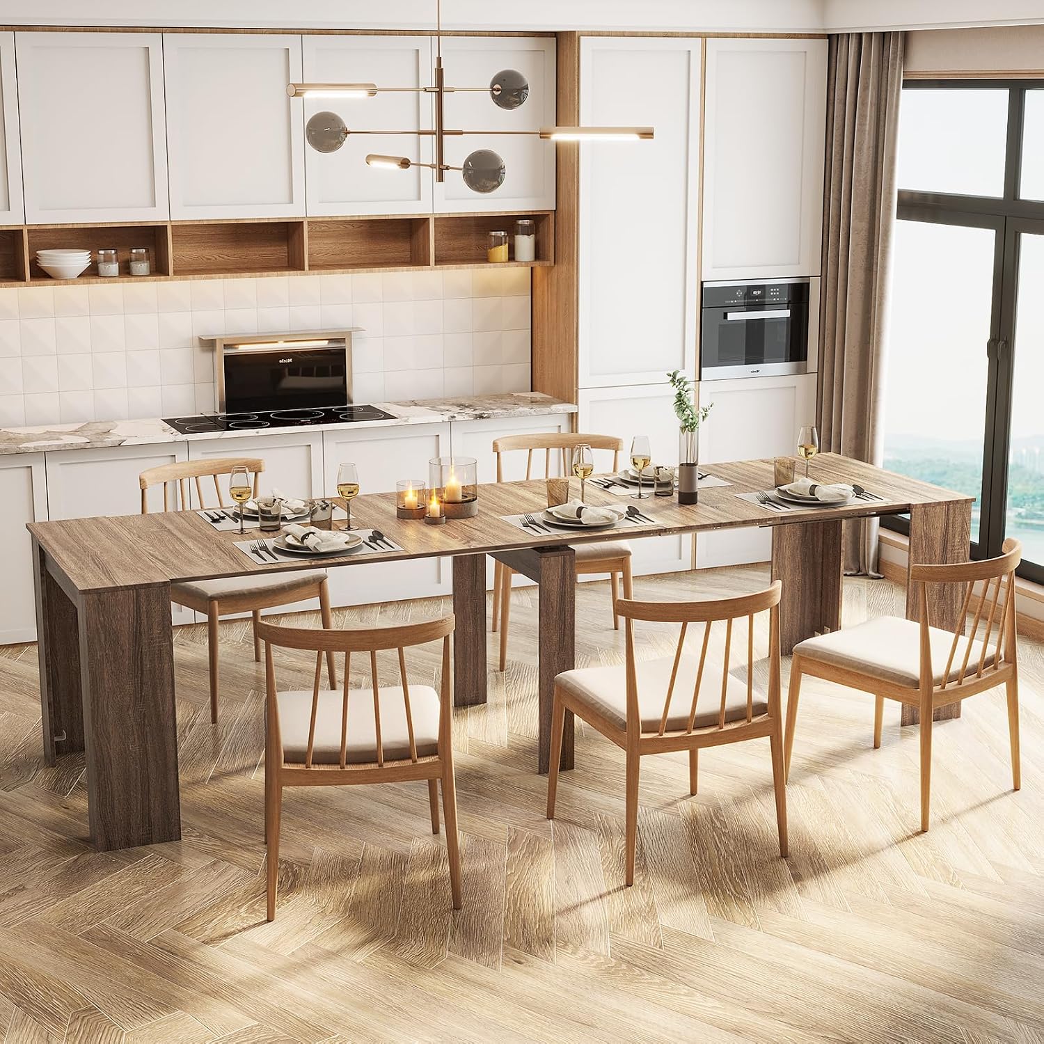 Amazon.com - Extendable Dining Table for 2-12, 20"-118" Folding Dining ...