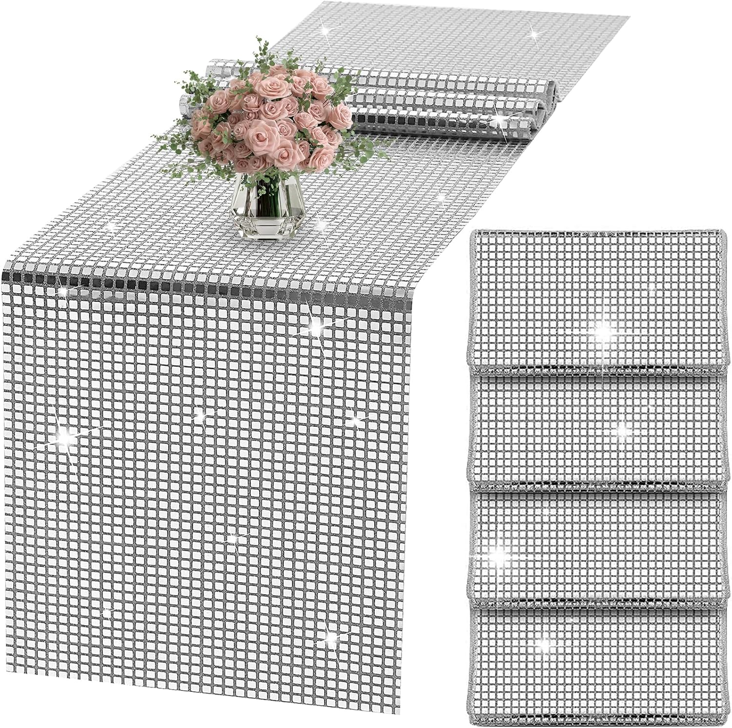 Amazon.com: Mixweer 4 Pcs 29 x 120 Inches Silver Disco Party Table ...