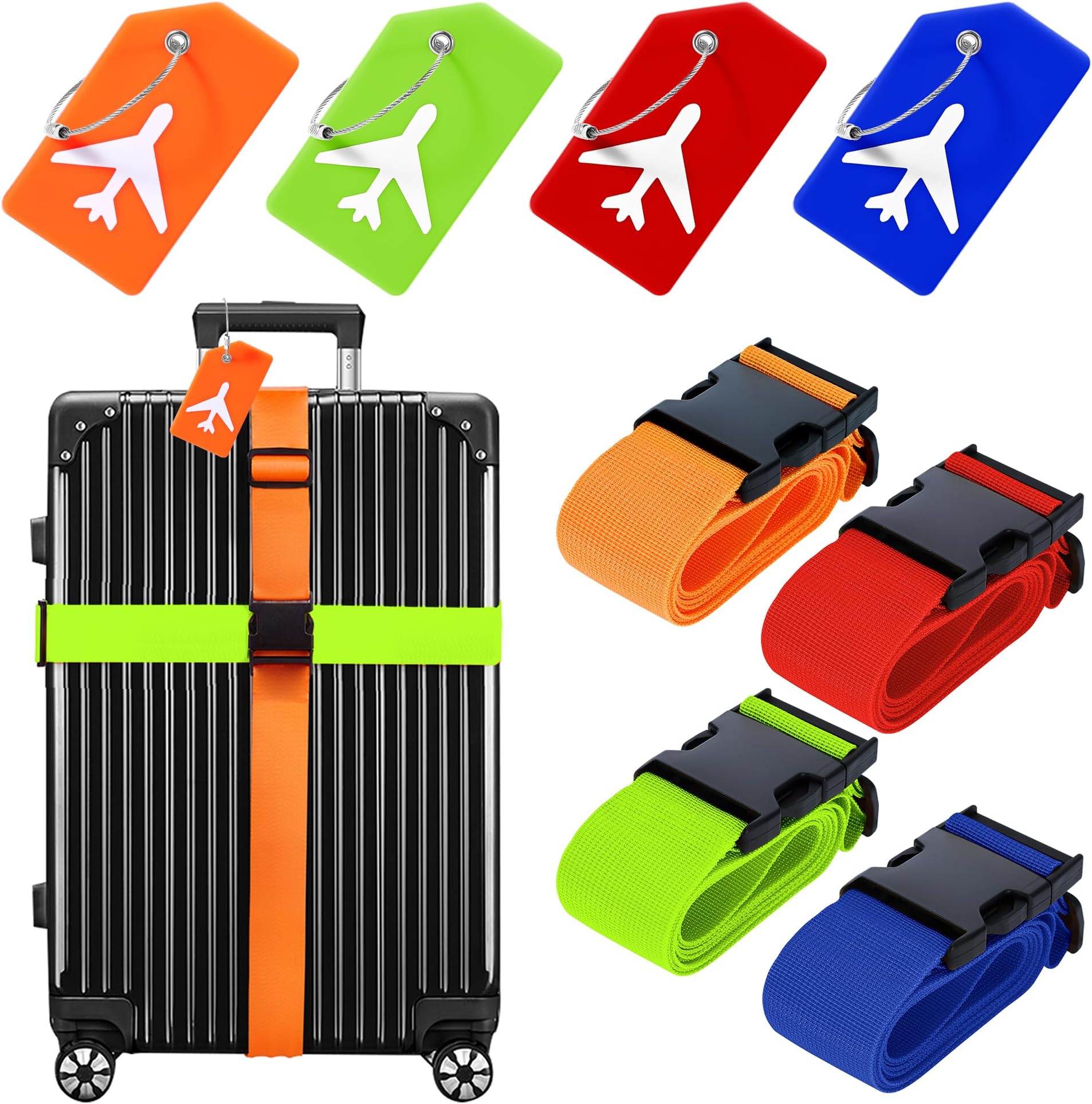 Amazon.com: Luggage Straps w/Name Tags (Neon Green, 73.6" Long, 2 ...