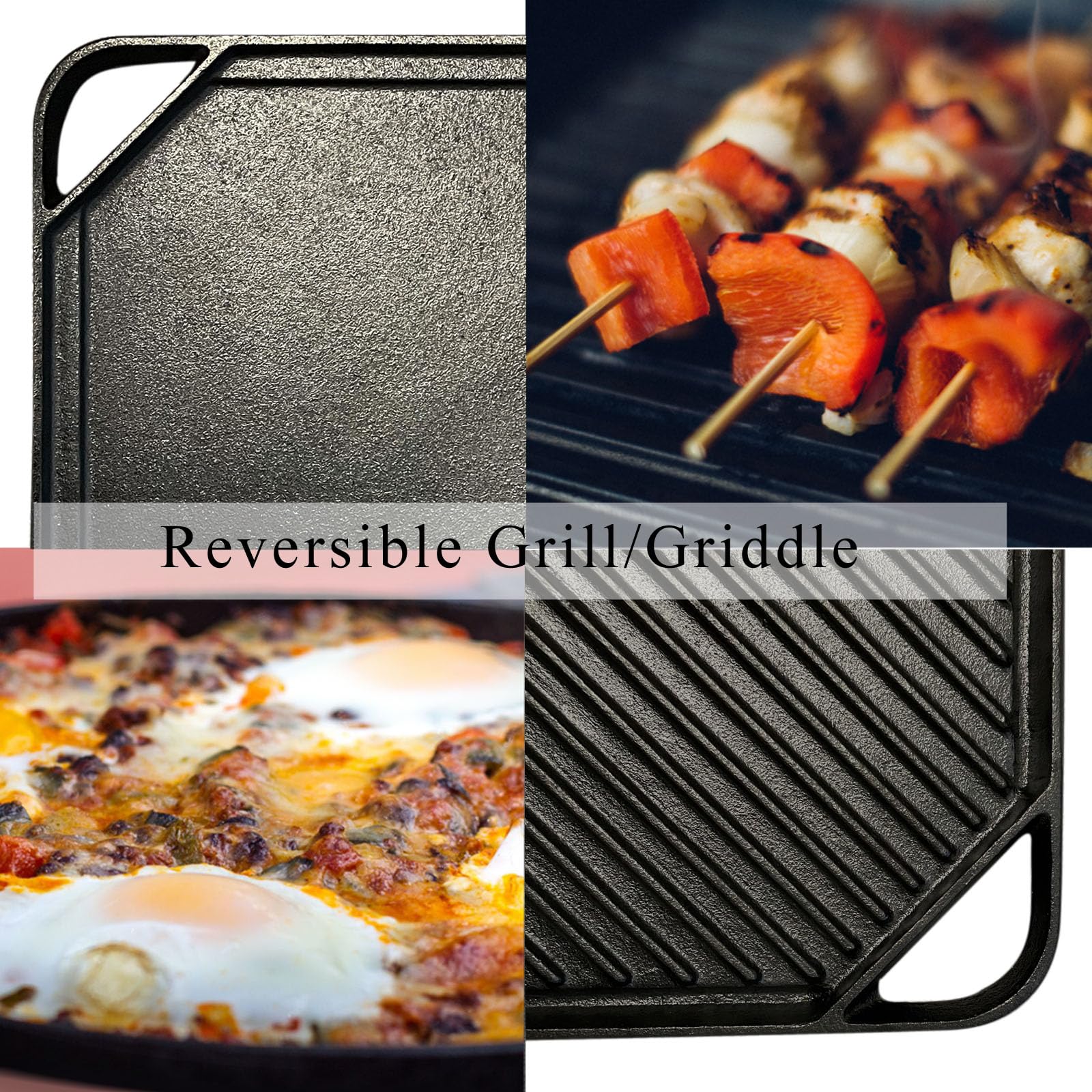 Snapklik.com : Cast Iron Reversible Grill/Griddle