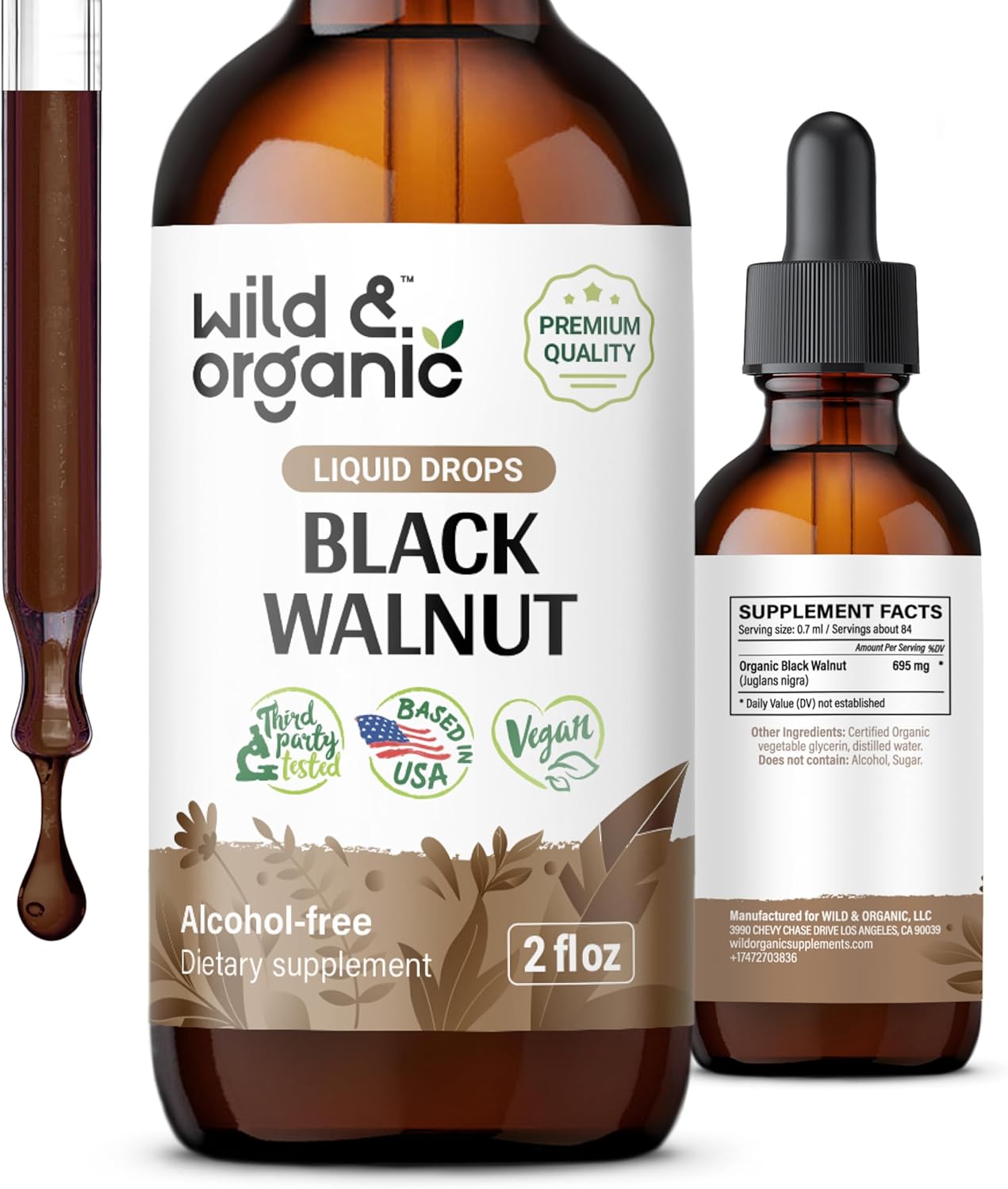 Amazon.com: Wild & Organic Black Walnut Tincture - Cleanse Detox with Black Walnut - Vegan Black ...