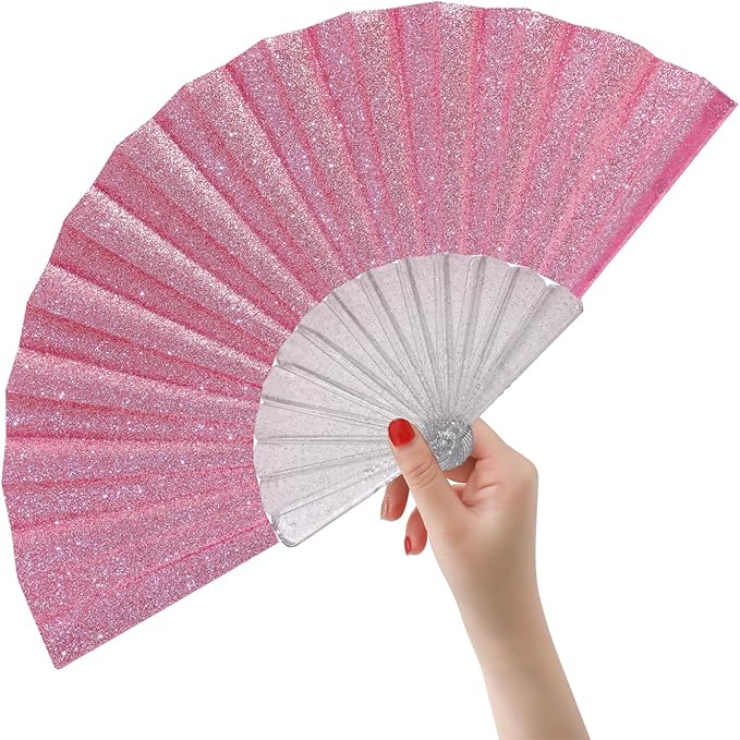 Amazon.com: HeyToo Glitter Women Handheld Fan With Shining Transparent ...