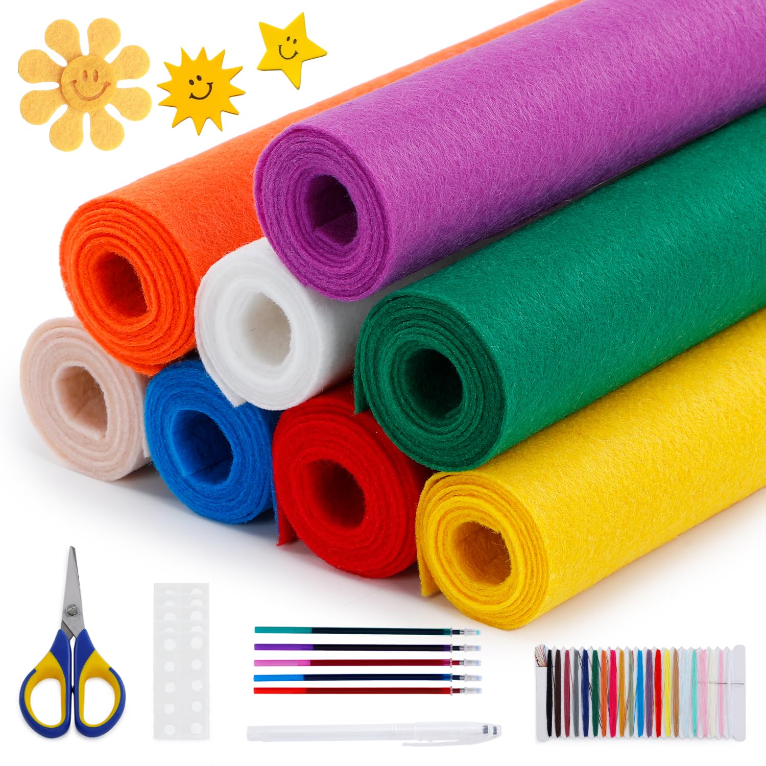 Snapklik.com : BERYA 8 Rolls 8x35 Inch Large Felt Fabric Sheets, 8 ...