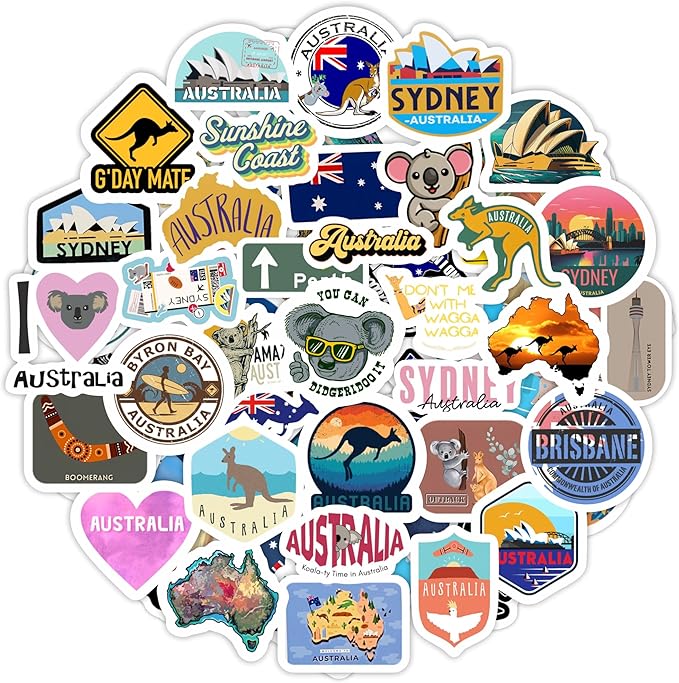 Amazon.com: BulbaCraft Australia Stickers for Water Bottle and Laptop ...