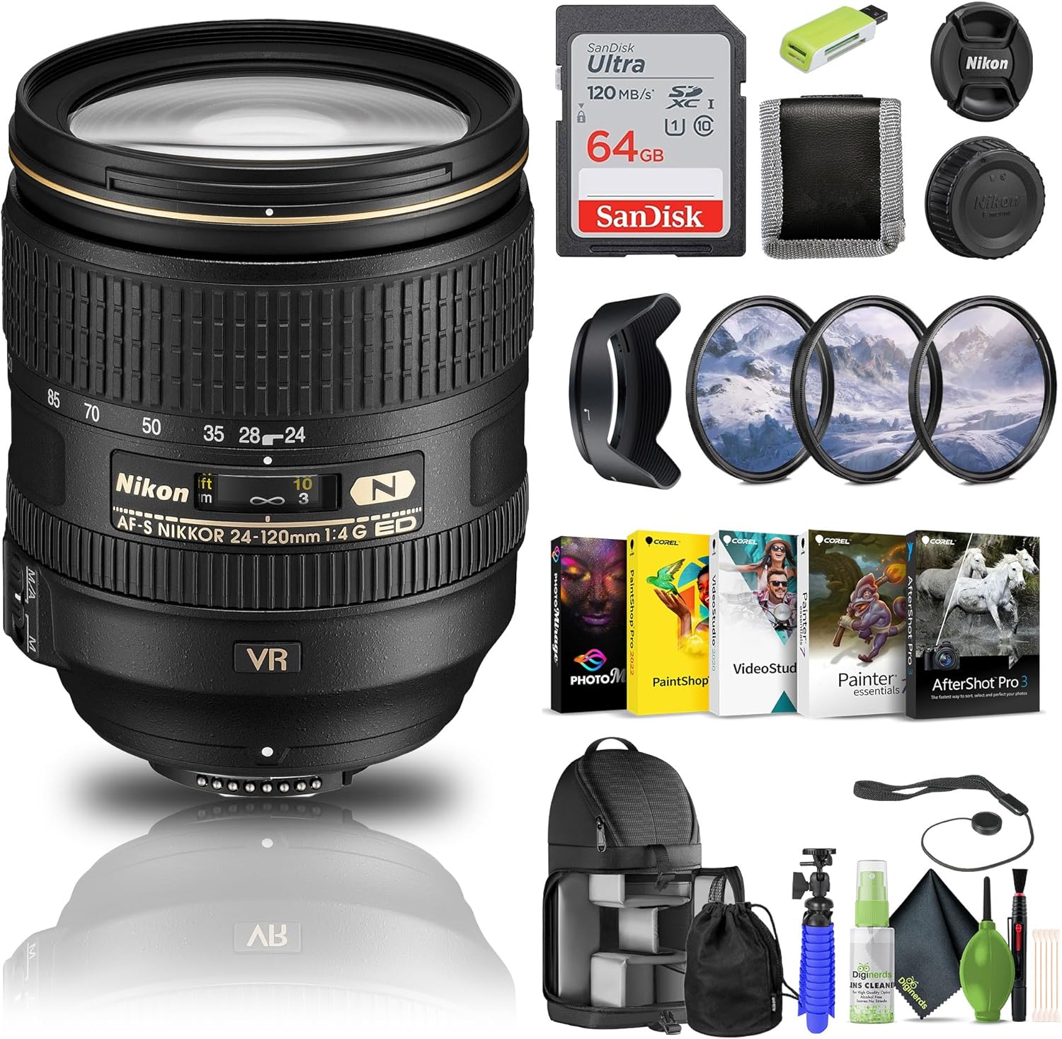 Amazon.com: Nikon AF-S NIKKOR 24-120mm f/4G ED VR Lens (2193) + 64GB ...