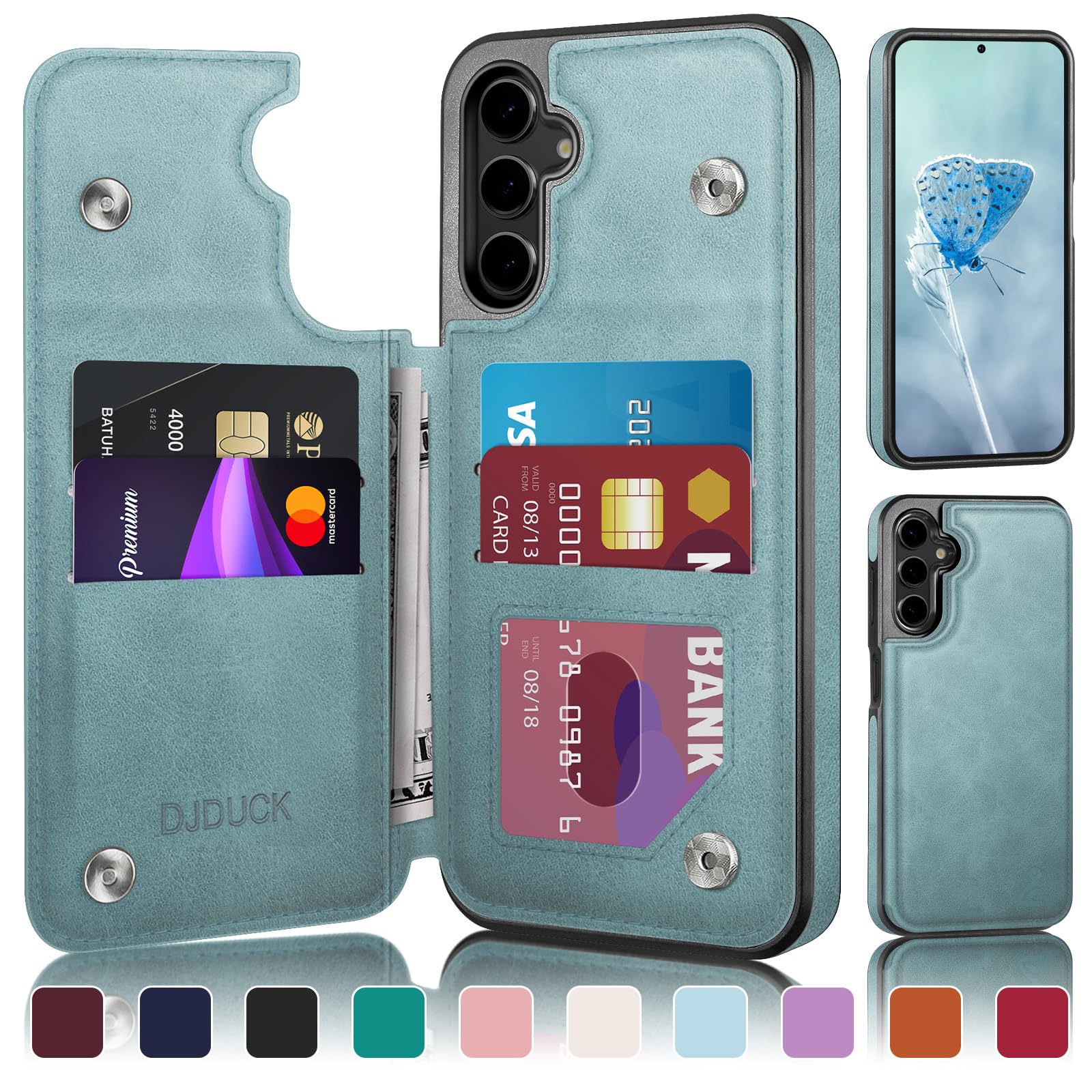 Amazon.com: DJDUCK Designed for Samsung Galaxy S25 Plus Case Wallet with Card Holder, [Magnetic ...