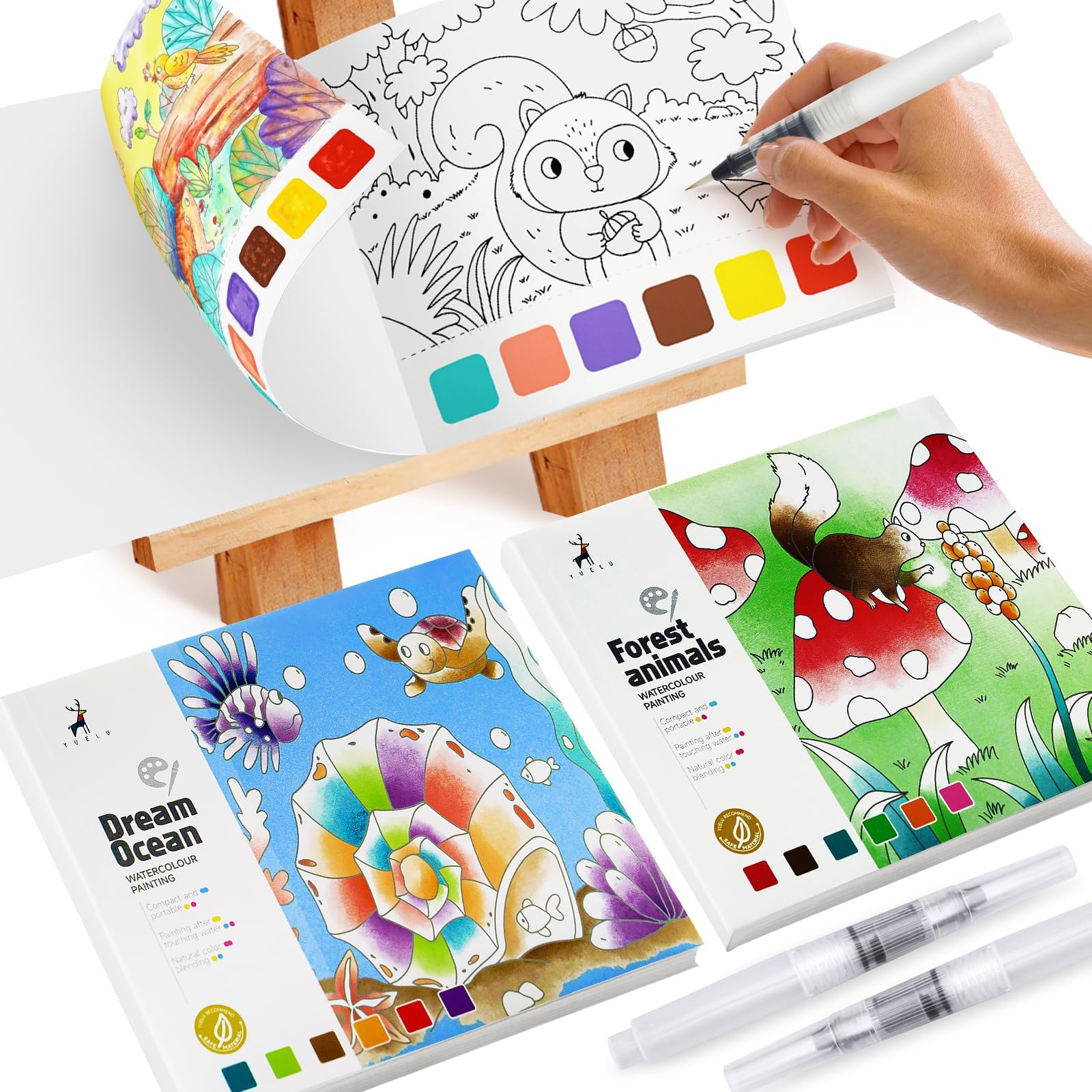 Amazon.com: 2PCS Watercolor Coloring Books for Kids Ages 4-8,Watercolor ...