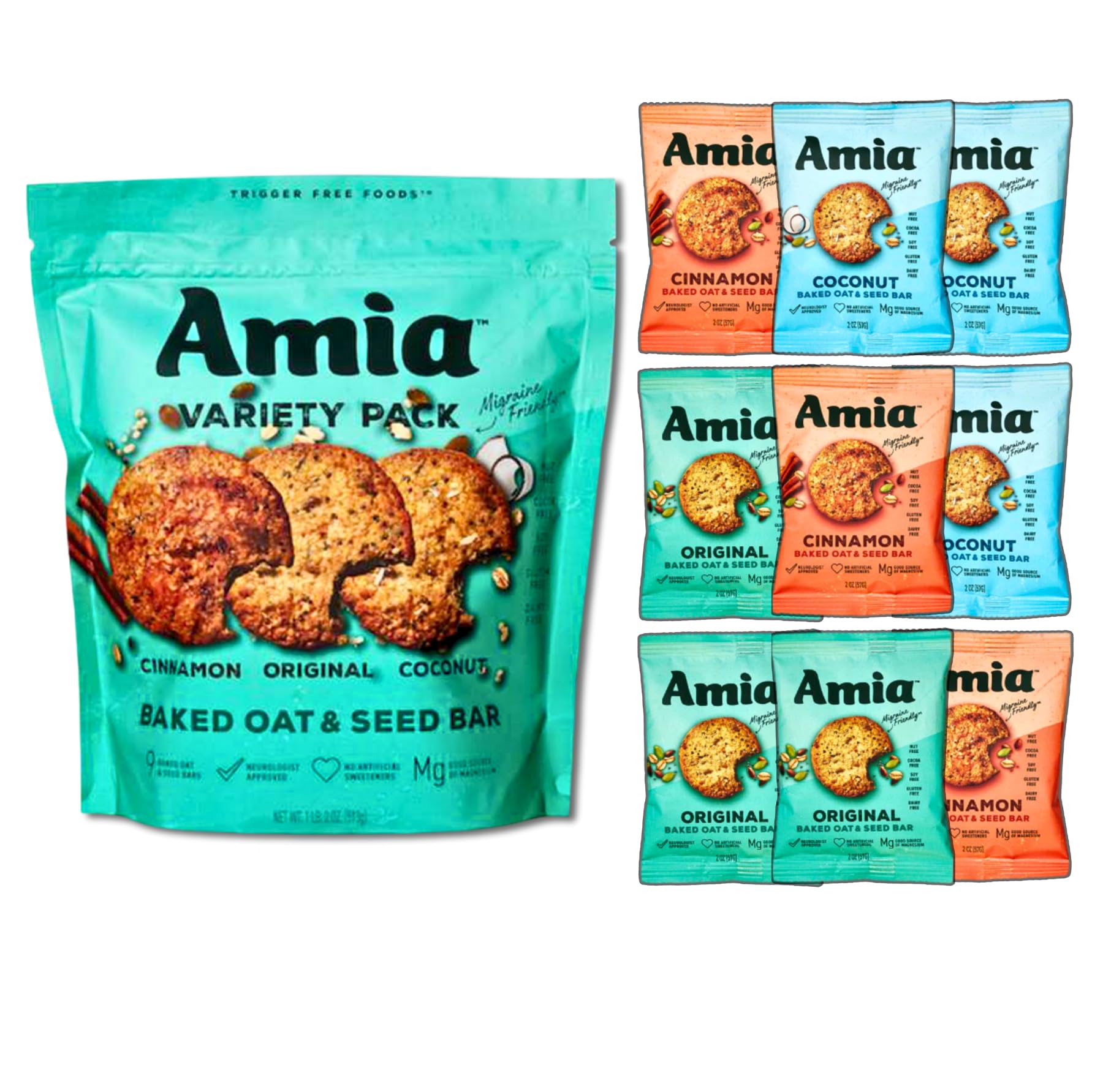 Amazon.com: Amia Granola Bars Variety Pack, Baked Oat Bars with Seeds ...
