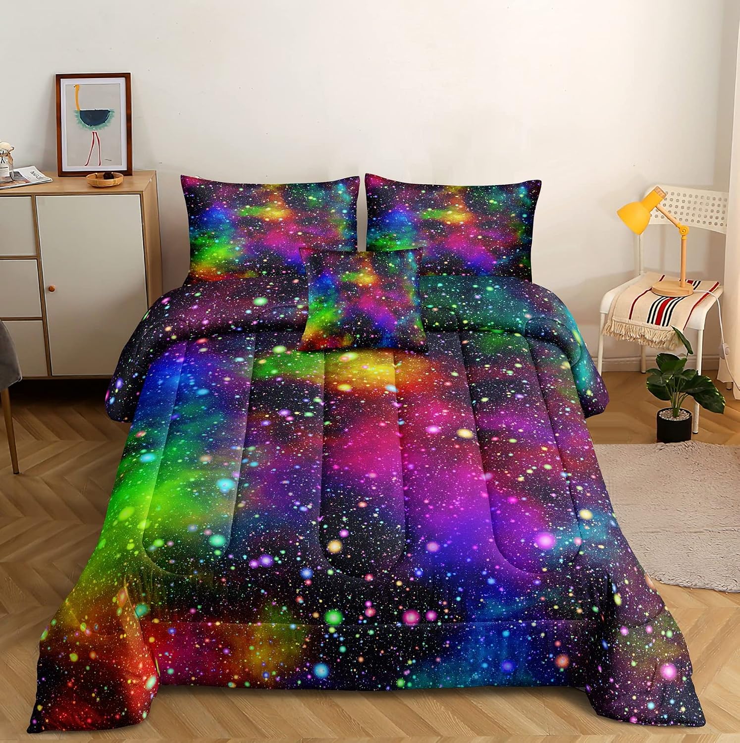 Amazon.com: ROWADALO 5 Pieces Galaxy Comforter Sets Twin Bed in A Bag ...