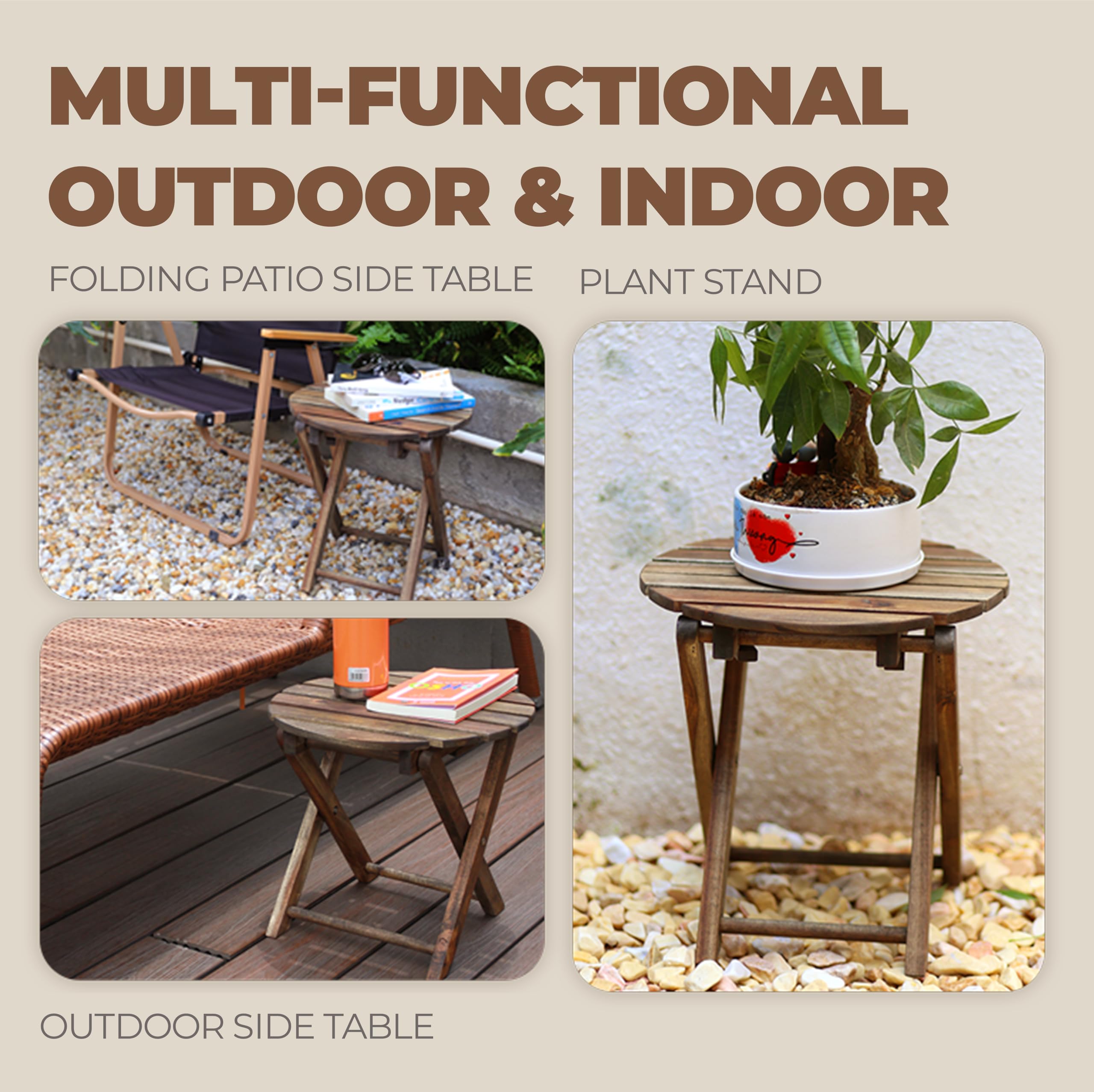 Outdoor Side Table Timberholm 2-Piece Folding Side Tables - Portable ...