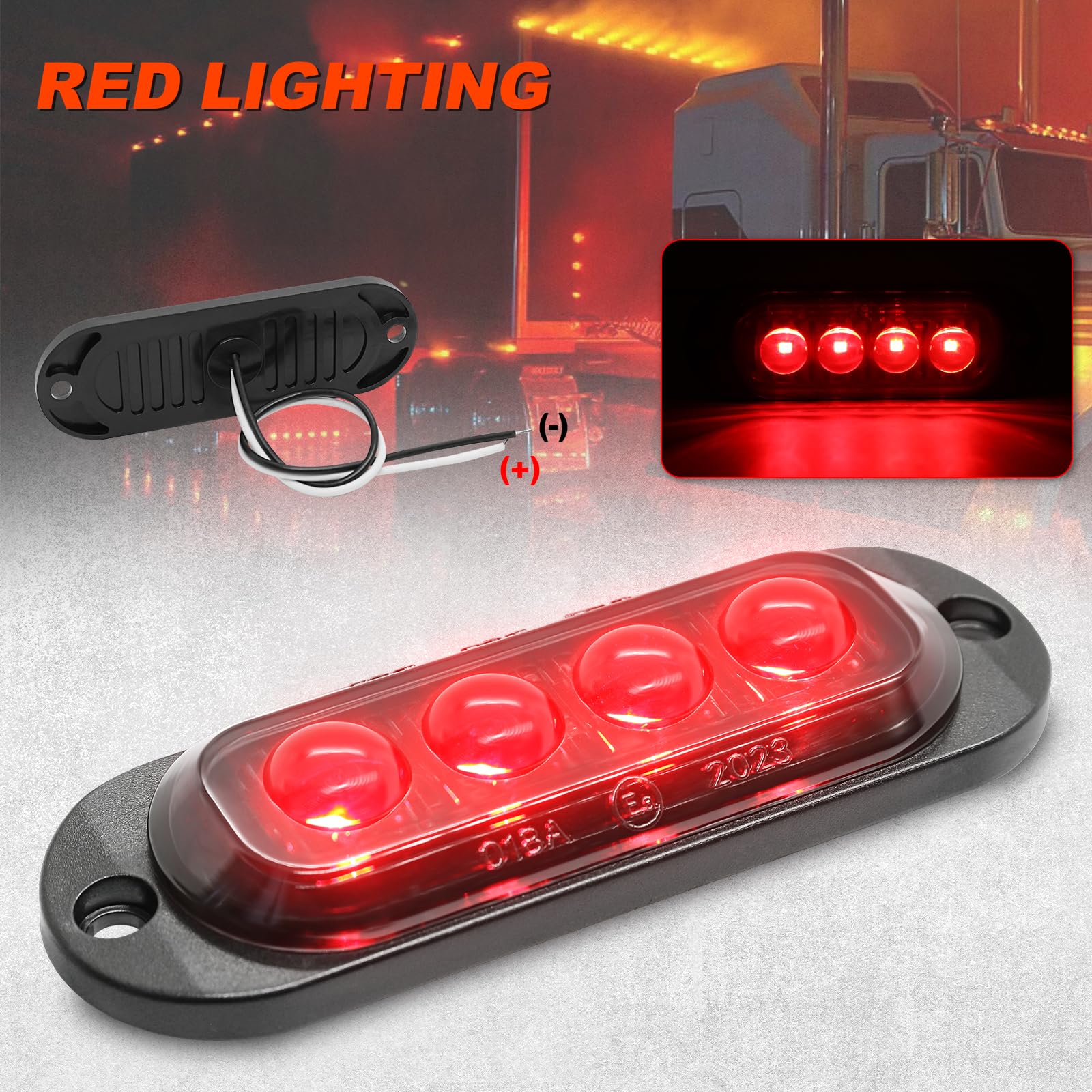 Snapklik.com : LENJIEMT 8PCS Red Amber 3.3 Inch 4LEDs Trailer Marker ...