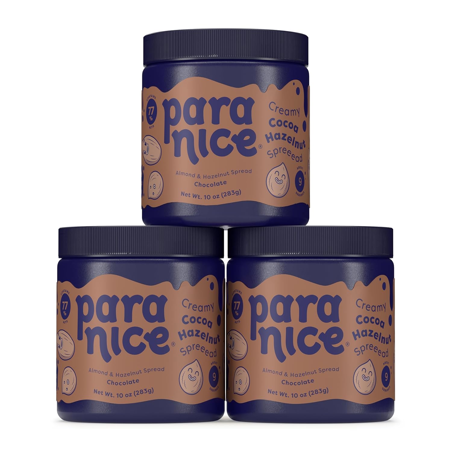 Amazon.com : Paranice - Creamy Cocoa Hazelnut Spread - 77% Almond and Hazelnut - Sugar Free ...