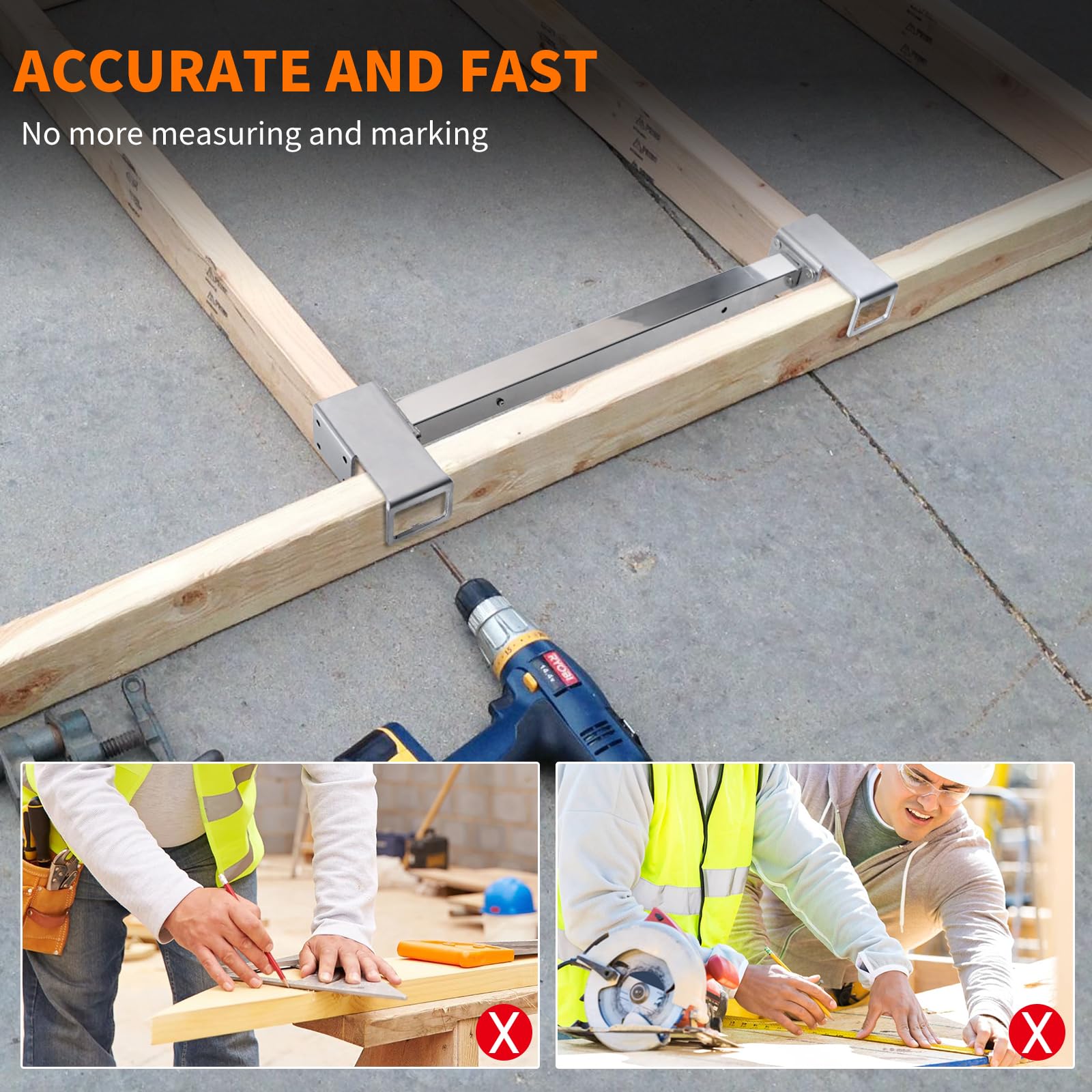 Stud Layout Spacing Jig 16/24 Inch On-center Ruitool 2-in-1 Framing ...