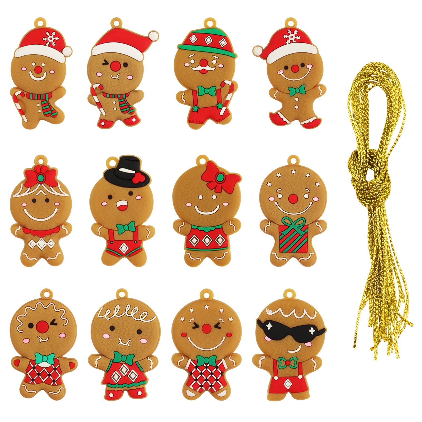 Coicok 12 Pièces Bonhomme Pain d'Epice de Noël, Ornements Sapin de Noël ...