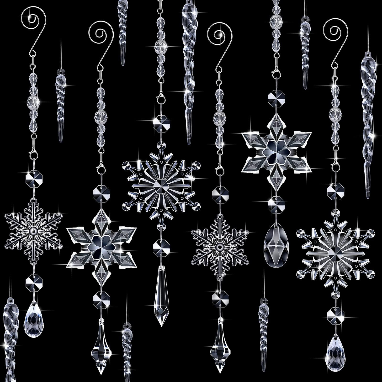 Amazon.com: 30 Pcs Christmas Crystal Snowflake Decorations - 12 Drop ...