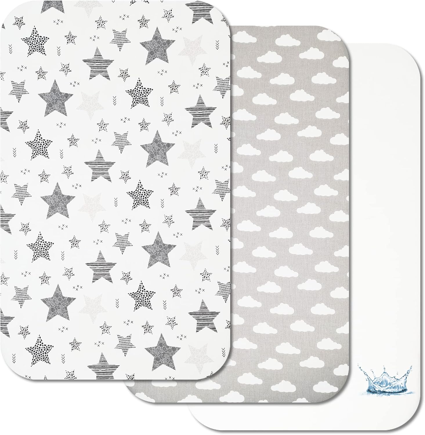 Next to Me Crib Sheets - 3pc Crib Sheets Set - 2 Fitted Cotton Sheets ...