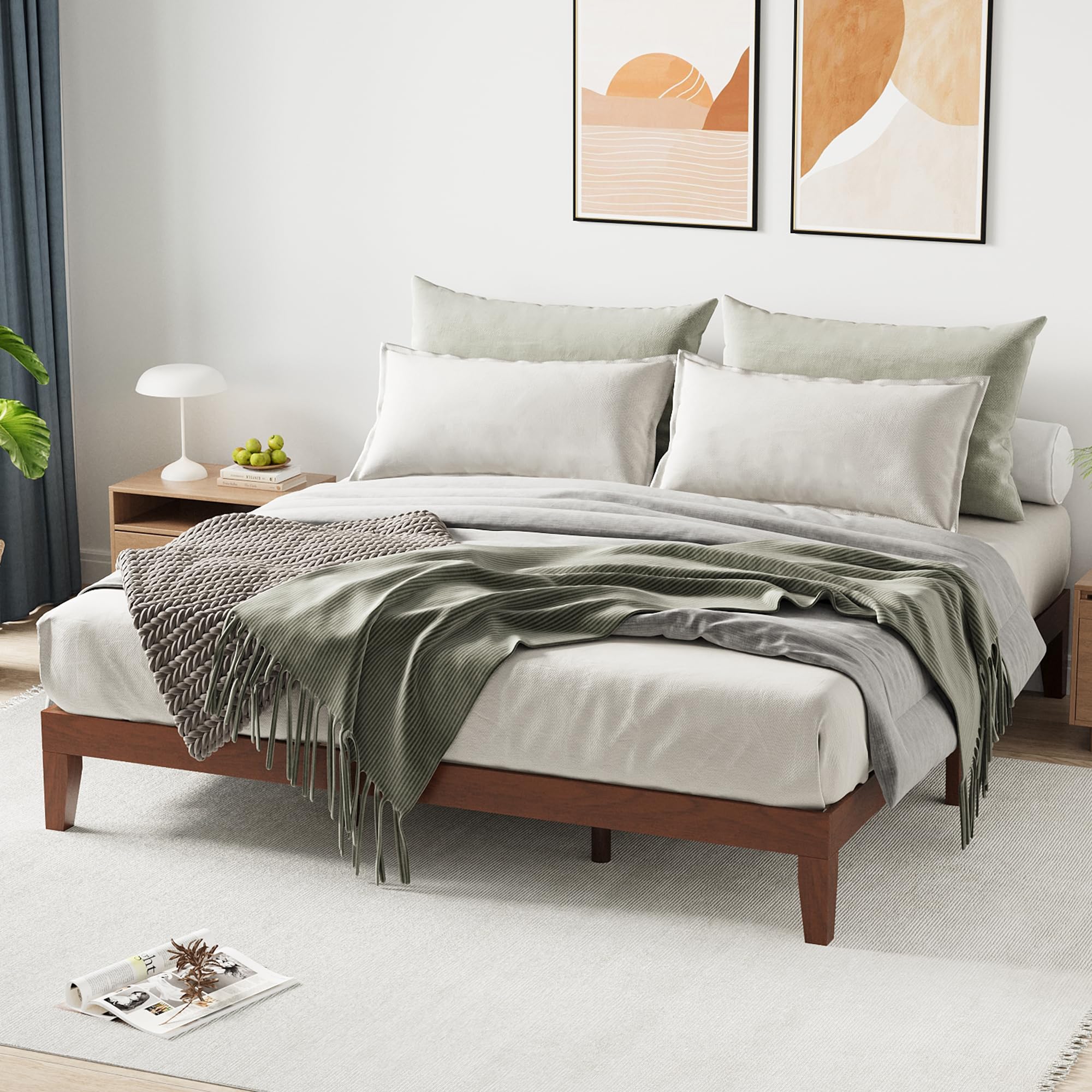 Amazon.com: COLAMY 12 Inch Wood Platform Bed Frame，Sturdy King Size Bed ...