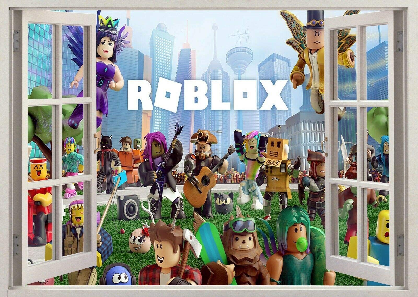 TOP PRINTS Roblox Gang Cartoon Characters 3D Window Smashed Wall ...
