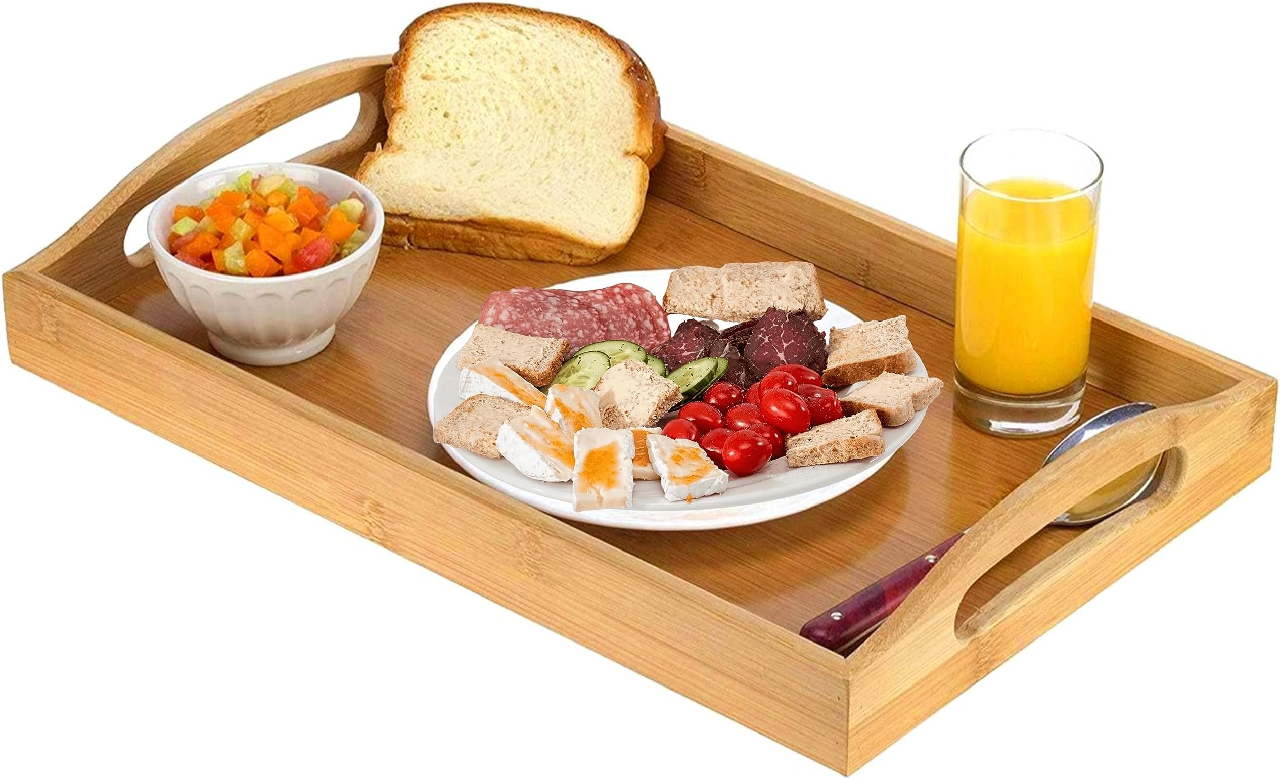 Amazon.com: Yarlung 2 Pack Bamboo Tray Cheese Plate, 14x9 Inches Food ...