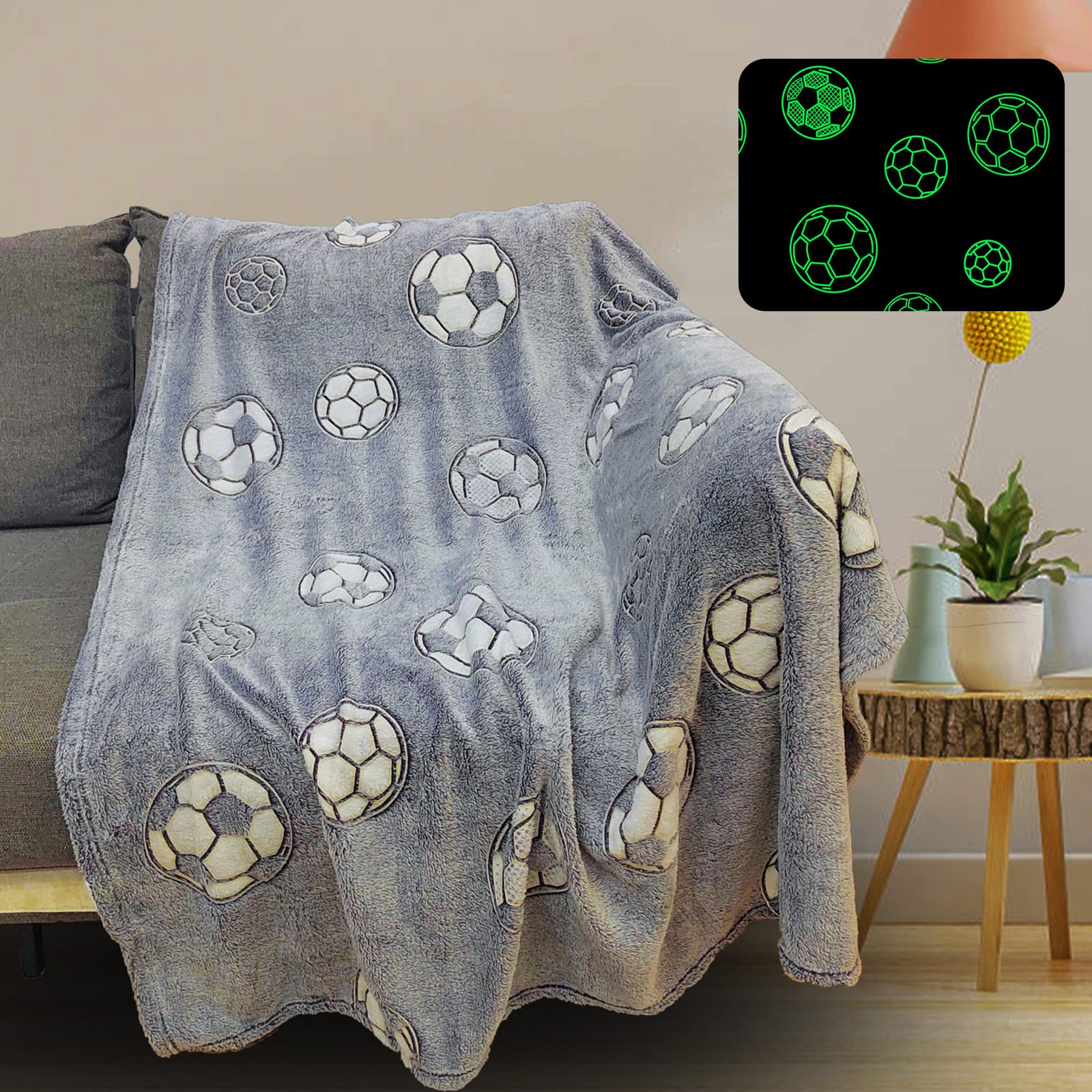 Amazon.com: Soccer Blanket, Luminous Blanket is Kids Boys Girls Fun ...