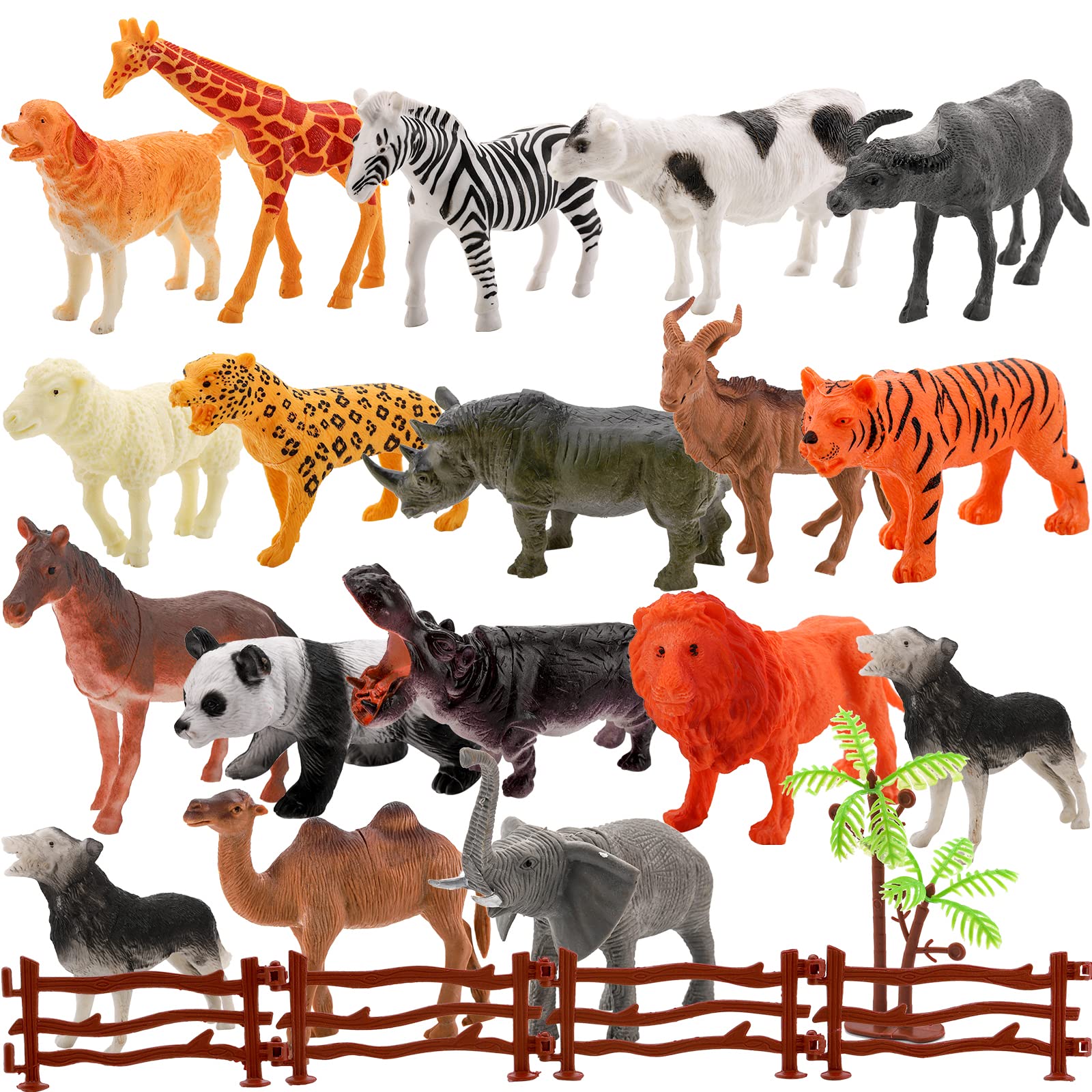 Youeon 18 Pack Plastic Animals Figures Jungle Animals Figurines Toddler ...
