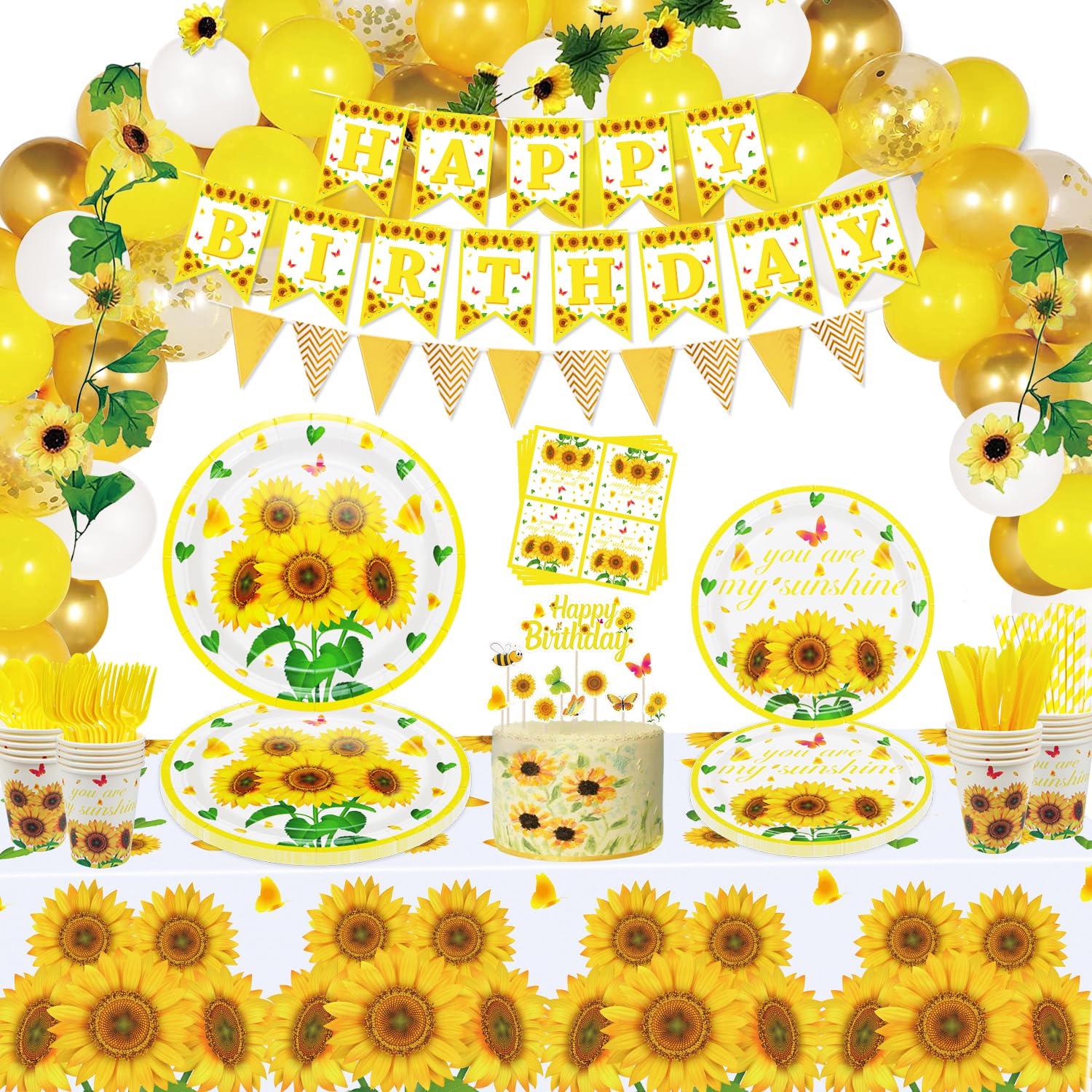 Amazon.com: 246 PCS Sunflower Party Decorations Sunflower Party ...