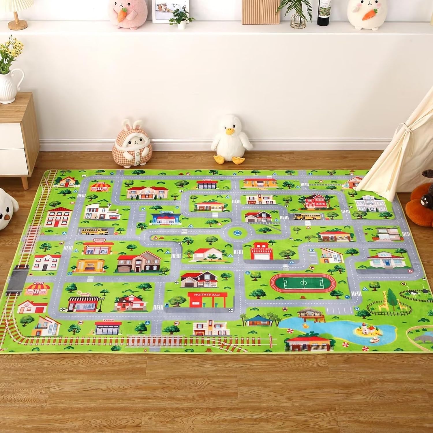 Amazon.com: NANAN Kids Room Rug 8x10, Area Rug, Grey, Cartoon, Non-Slip ...