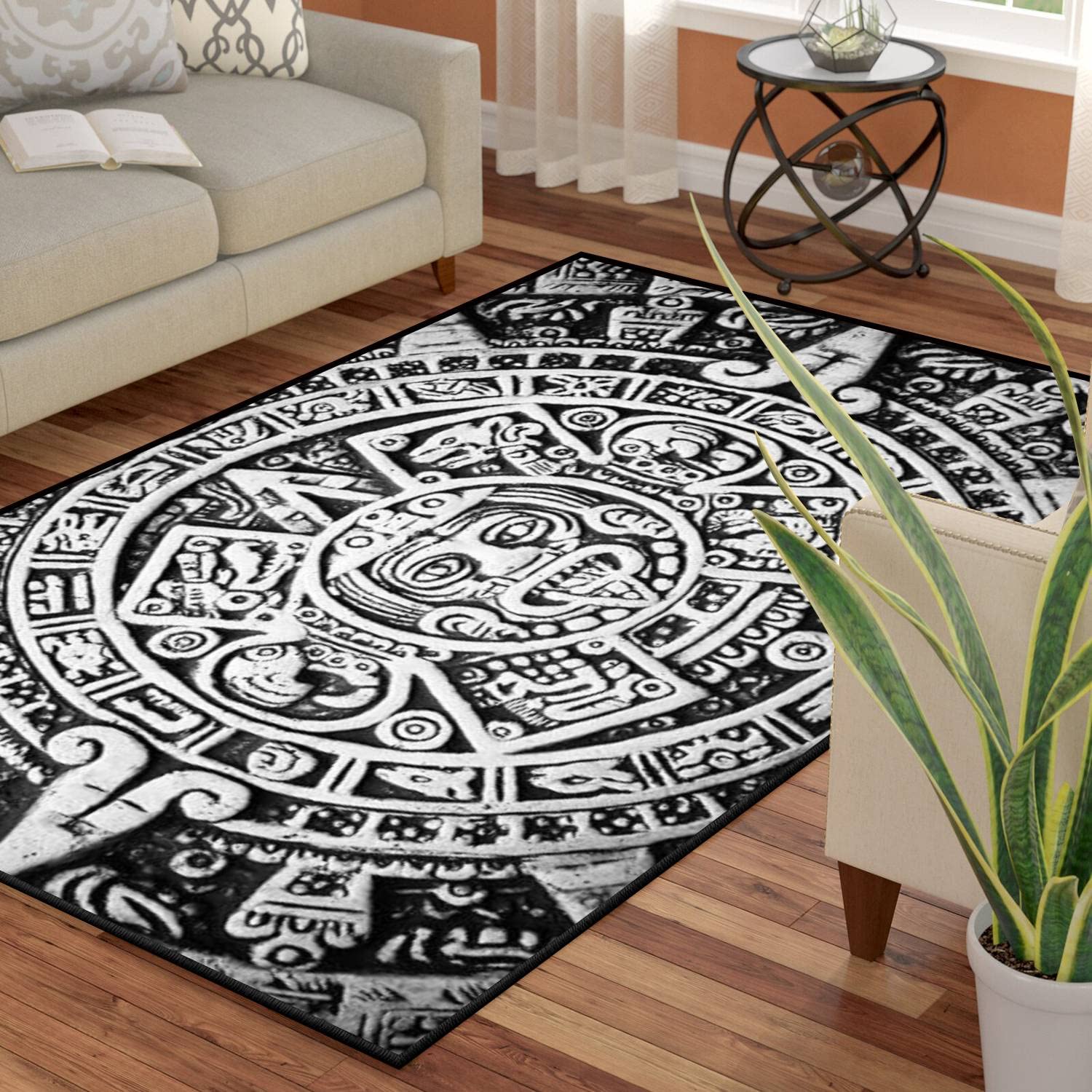 Amazon.com: Rustic Area Rug Ancient Aztec Civilization Mayan Calendar ...
