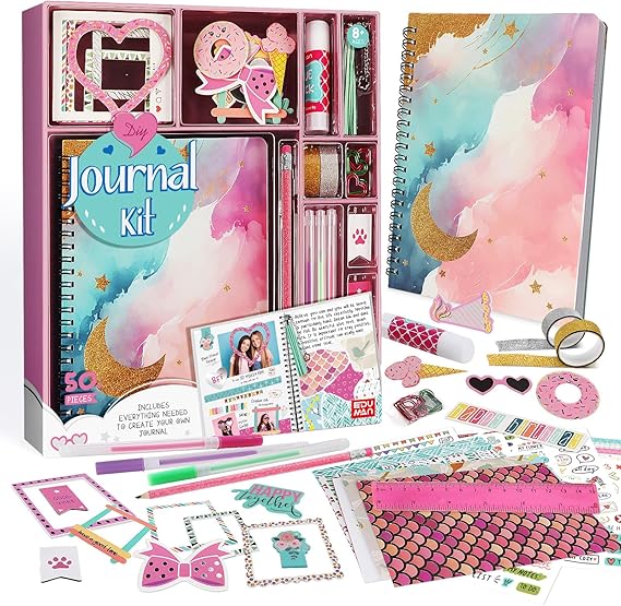 Amazon.com: EDUMAN Pink DIY Journal Kit for Girls, Stationery Set ...