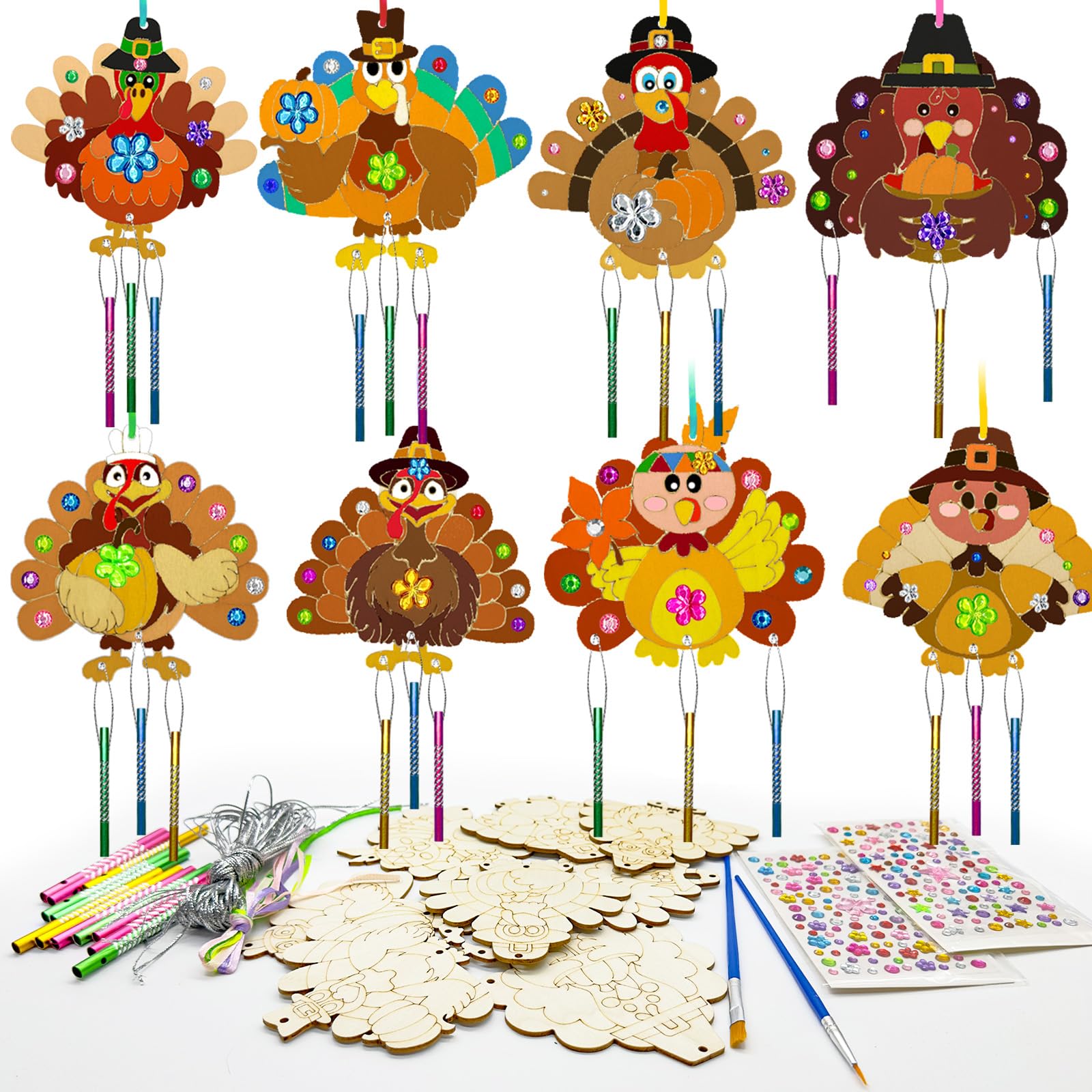Amazon.com: 16 Pack Thanksgiving Party Favors,Fall Turkey Wind Chime ...