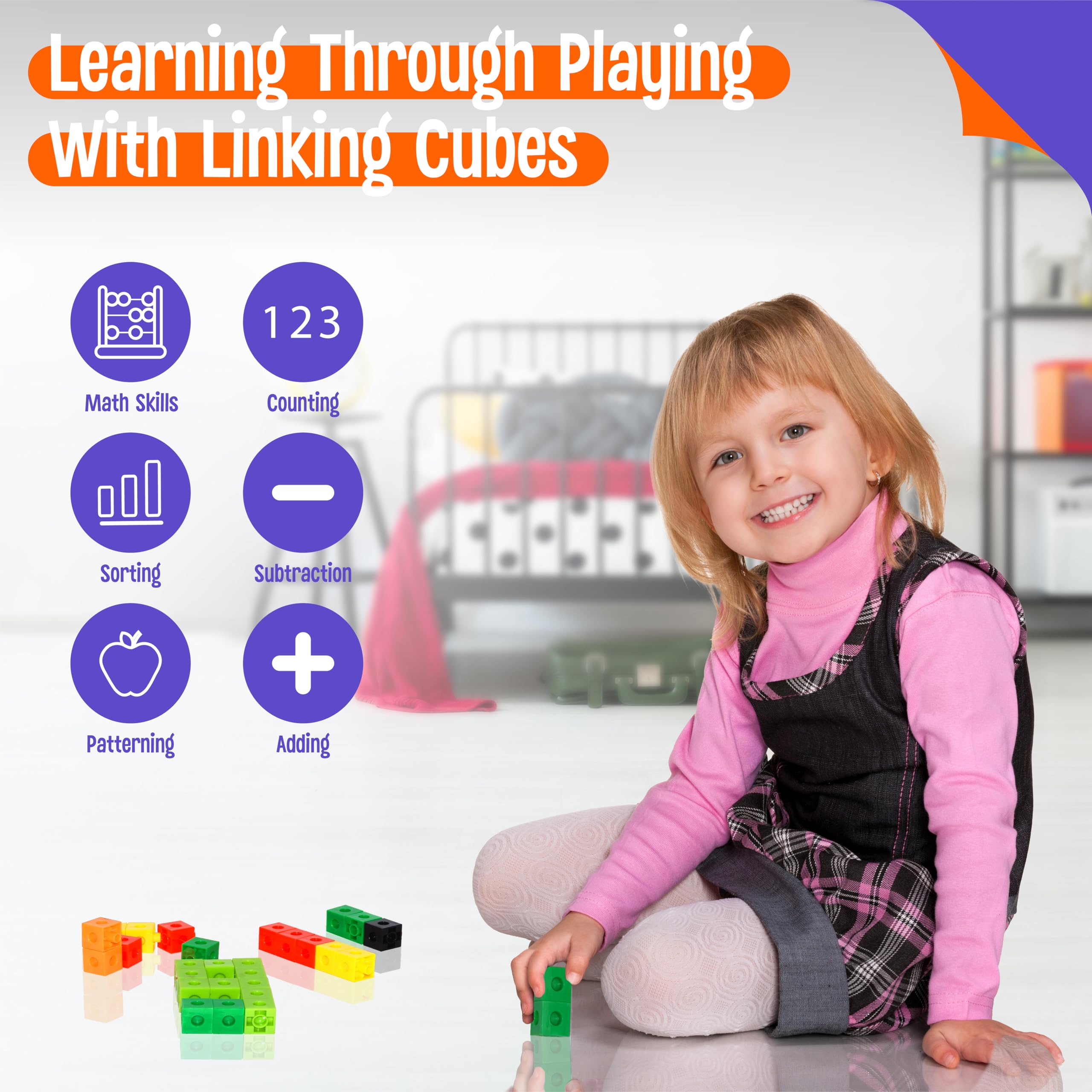 Snapklik.com : 300PCS Math Linking Cubes, Math Cubes Manipulative ...