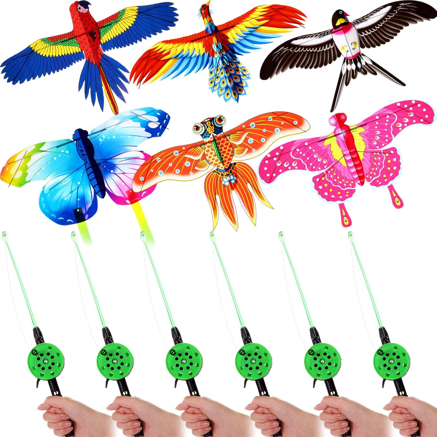 Amazon.com: Simgoing 6 Pcs Mini Fishing Rod Kite for Kids Ages 4-8 8-12 ...