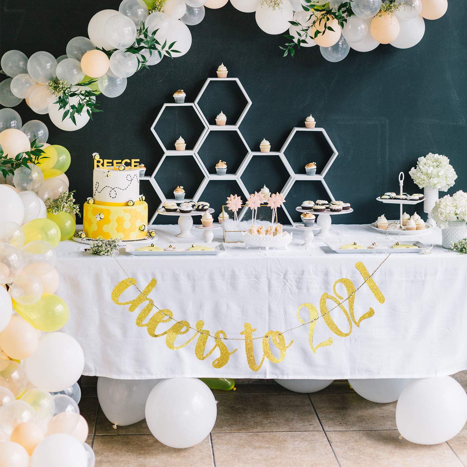 Snapklik.com : Amoco Cheers To 2021 Banner,Gold Glitter 2021 Paper ...