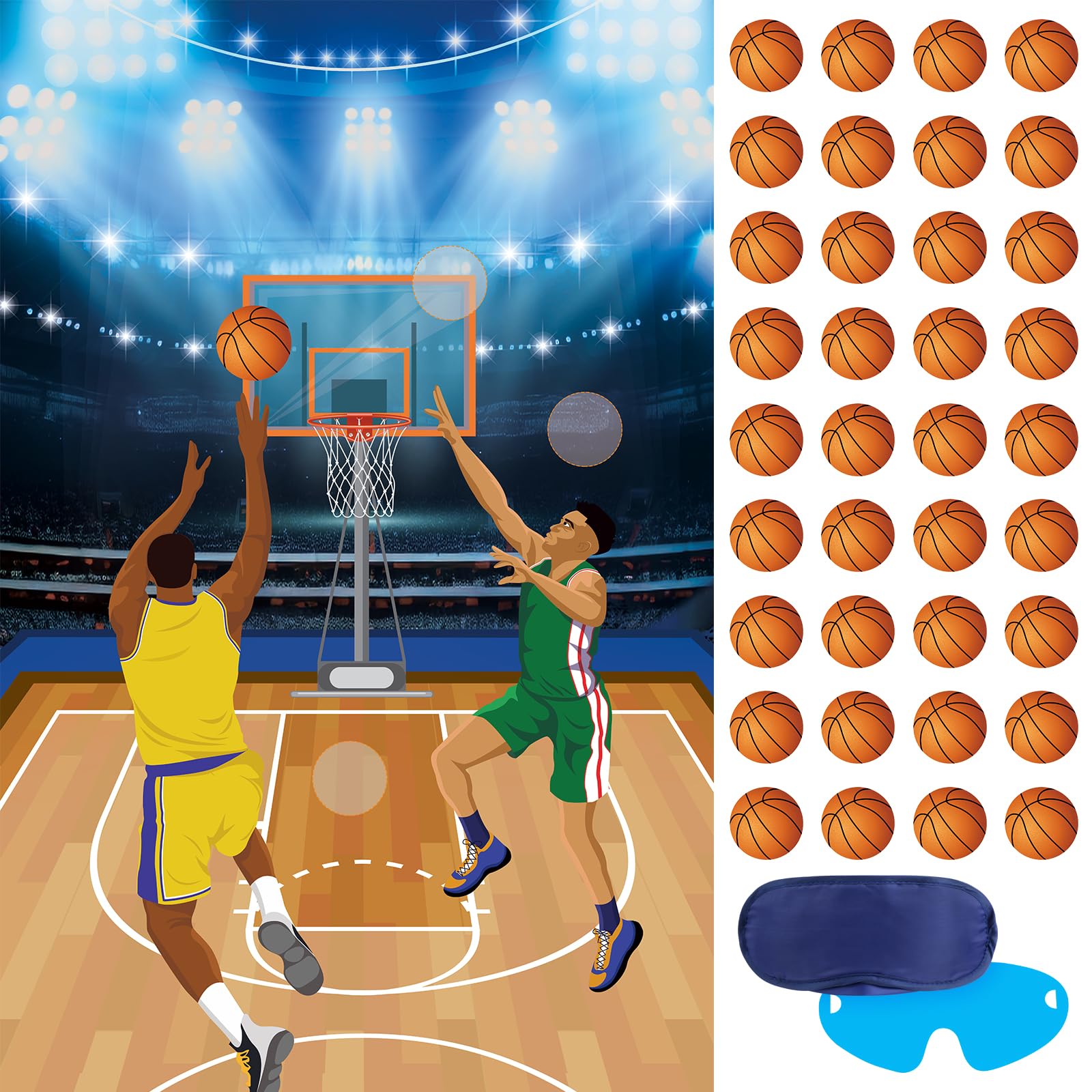 Amazon.com: Basketball Party Game Pin The Basketball on The Hoop With ...