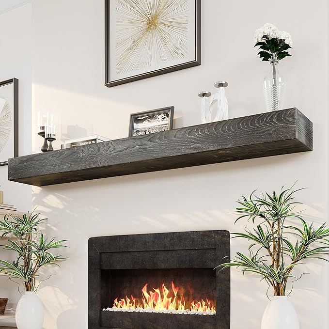 Amazon.com: Woodlands-USA 72 Floating Fireplace Mantel Wood Shelf ...