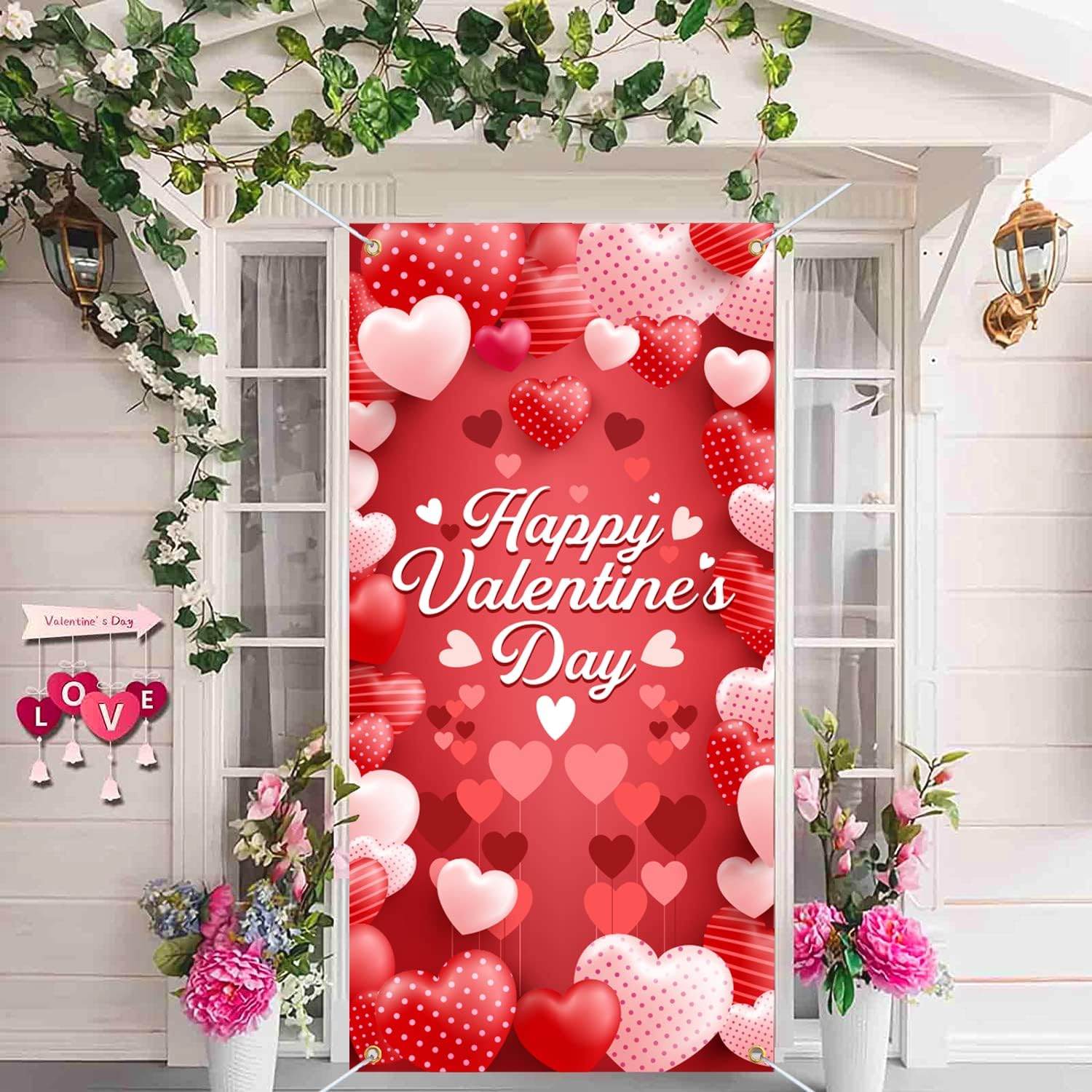 Buy Happy Valentines Day Banner Door Cover, 6x2.9 FT Valentine Door ...
