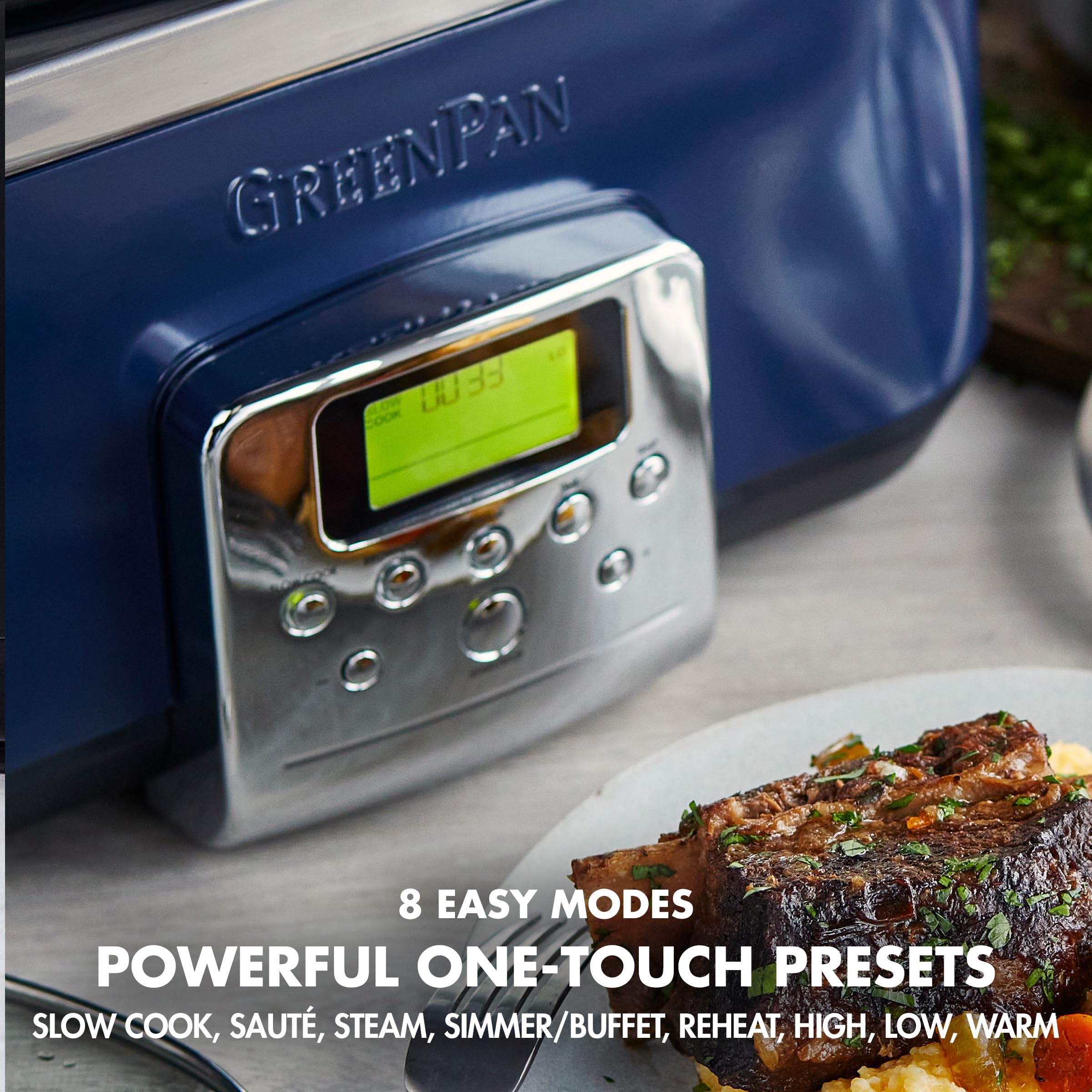 GreenPan Elite 8-in-1 Programmable 6QT Electric Slow Cooker,Dishwasher ...