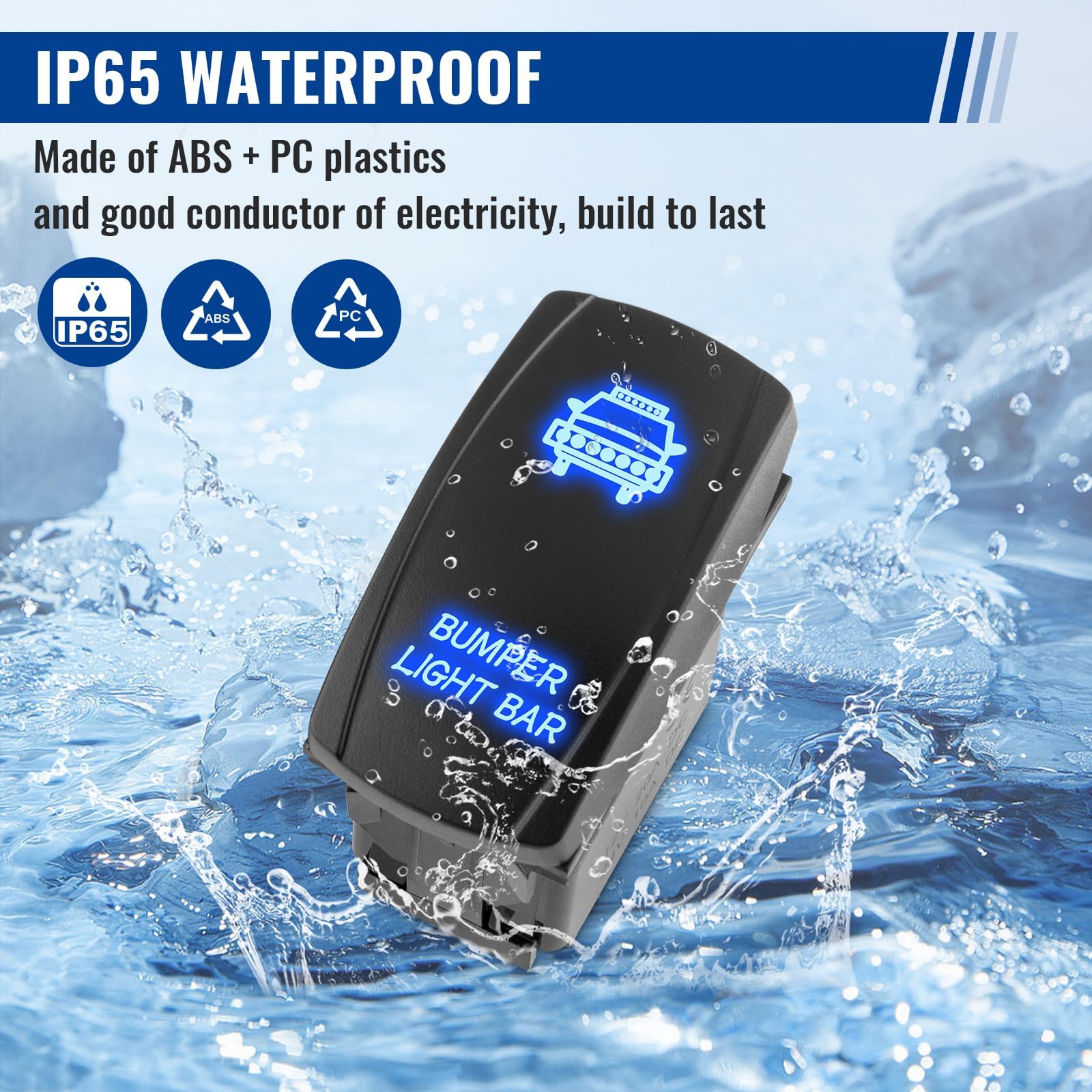 Snapklik.com : Anina 3 Pack 5 Pin Rocker Switch Rear & Bumper & LED ...