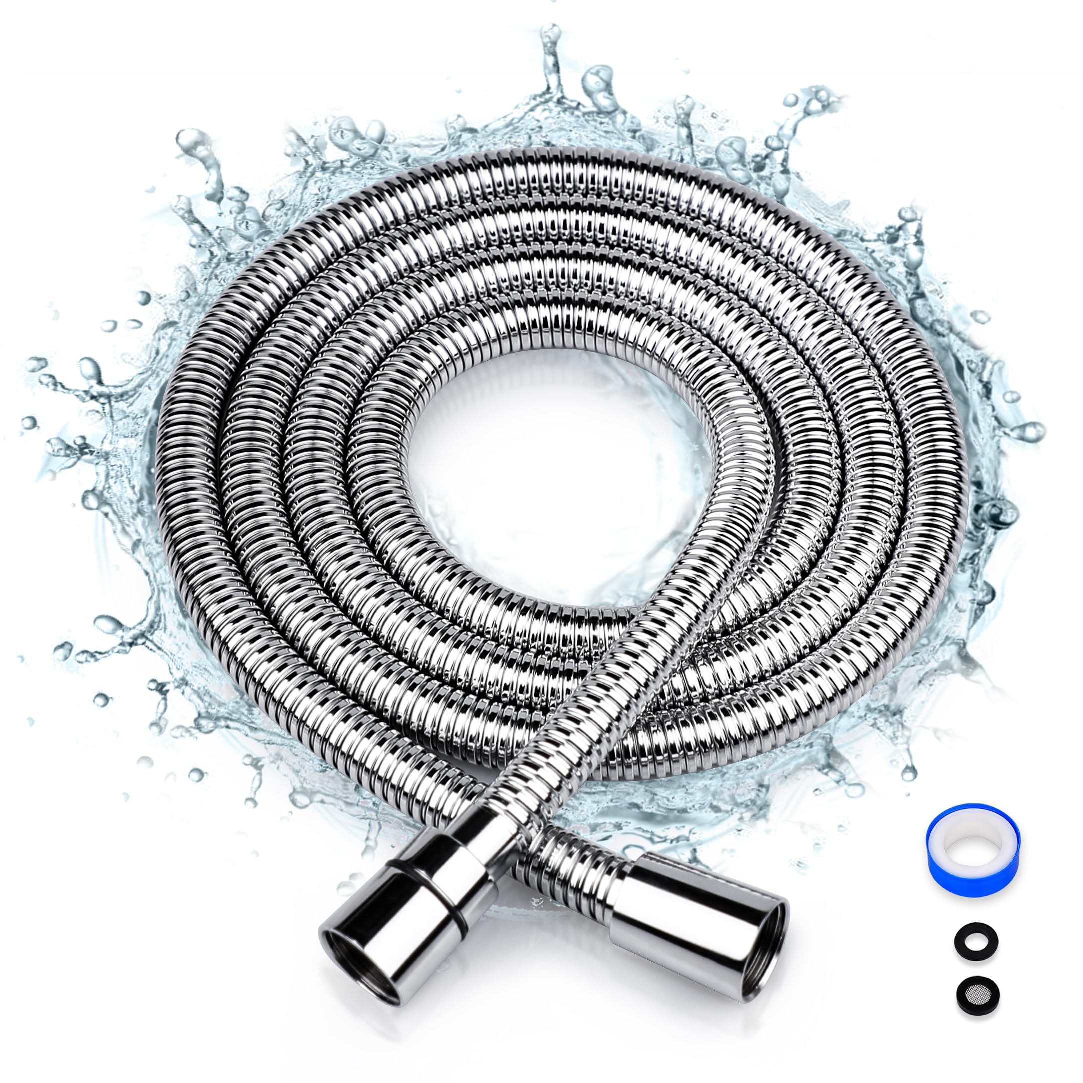 G-Promise 70 Inch Stainless Steel Long Shower Hose, Flexible and Tangle ...
