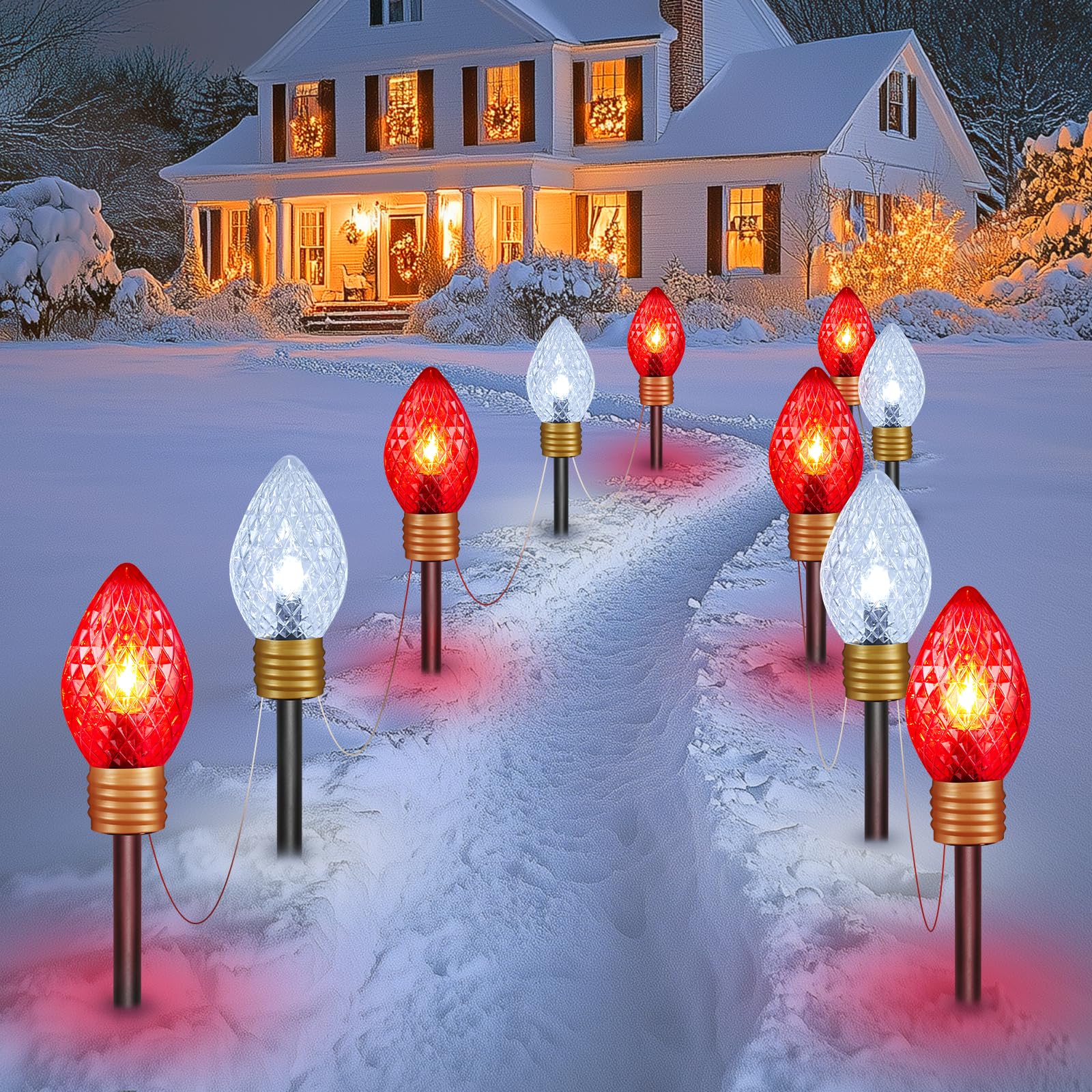 Moonflor Strawberry Jumbo C9 Christmas Lights Outdoor - 2 Pack Total ...